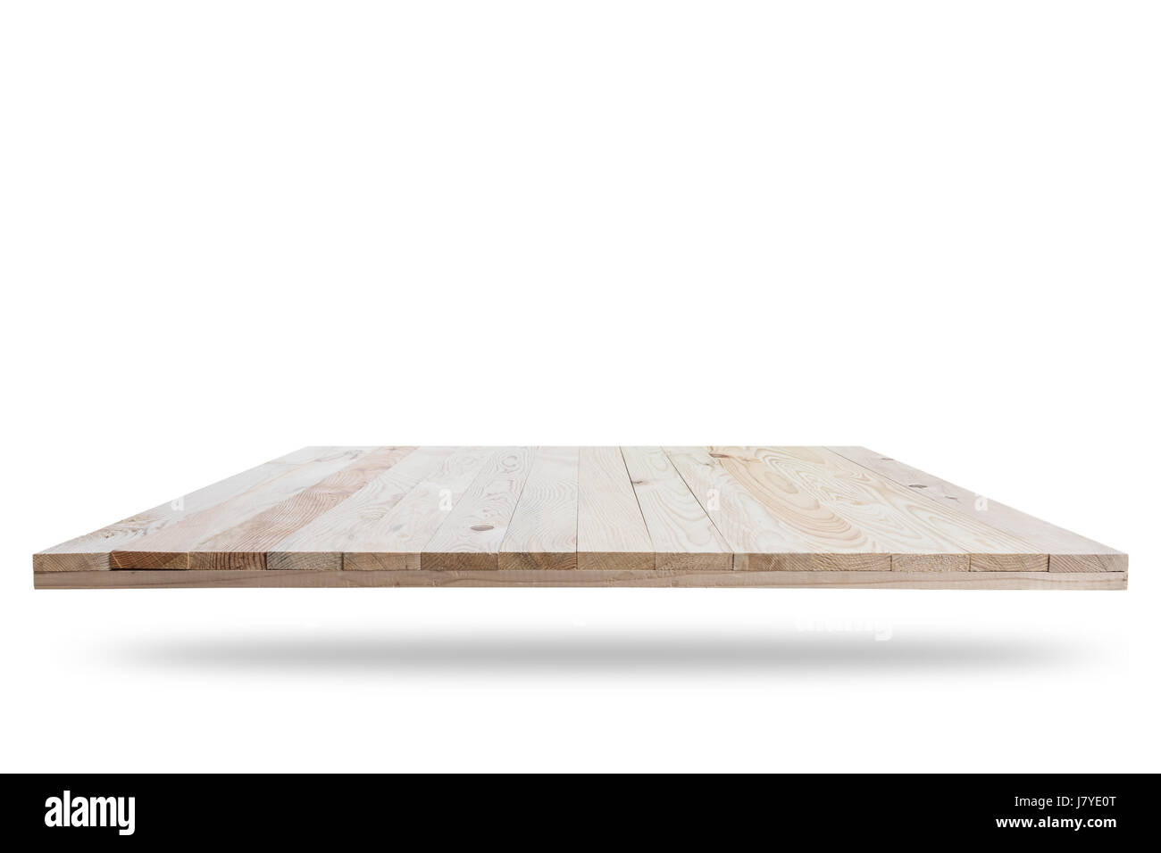 Empty top of wooden table or counter isolated on white background ...