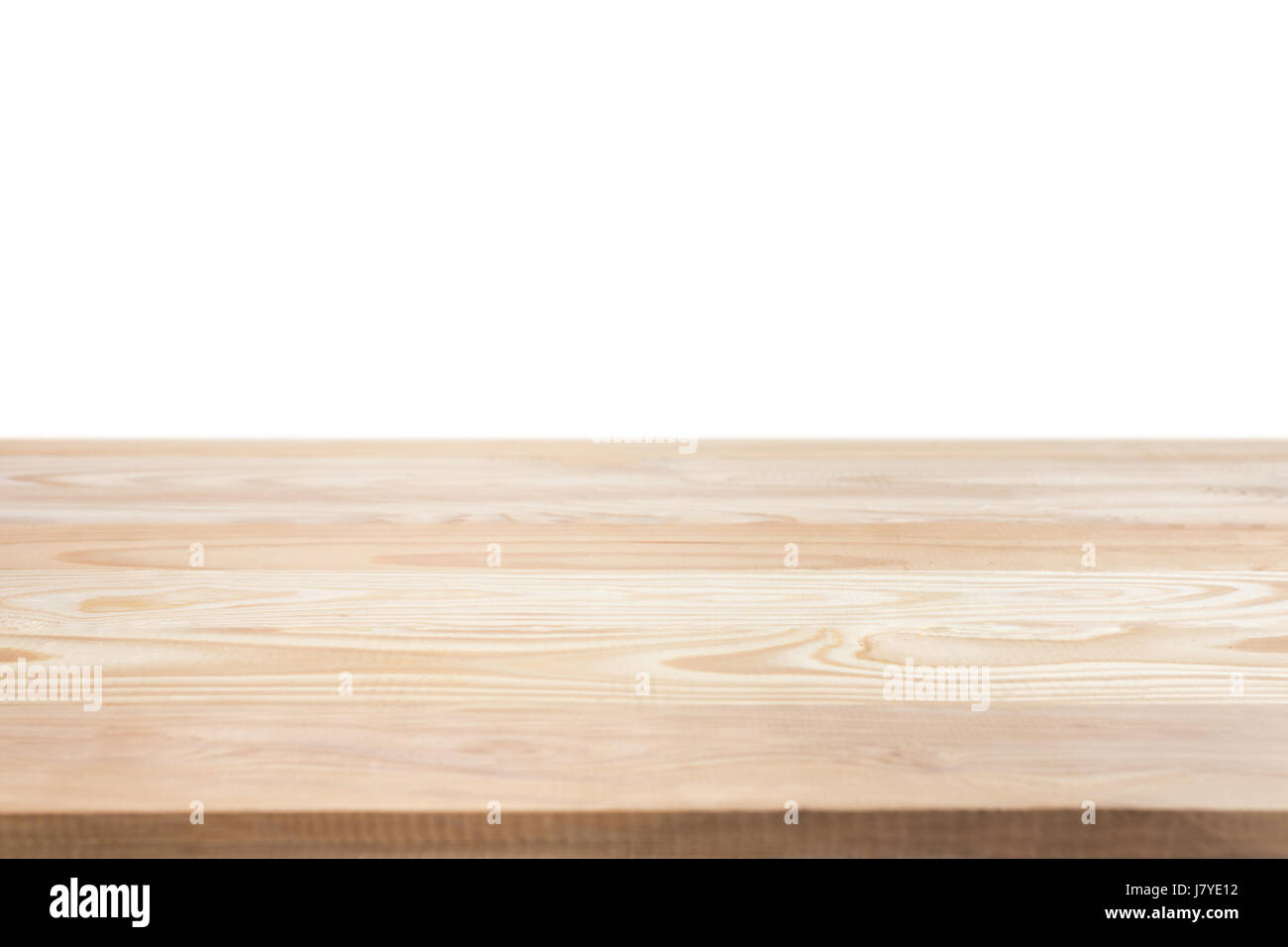 Empty top of wooden table or counter isolated on white background ...