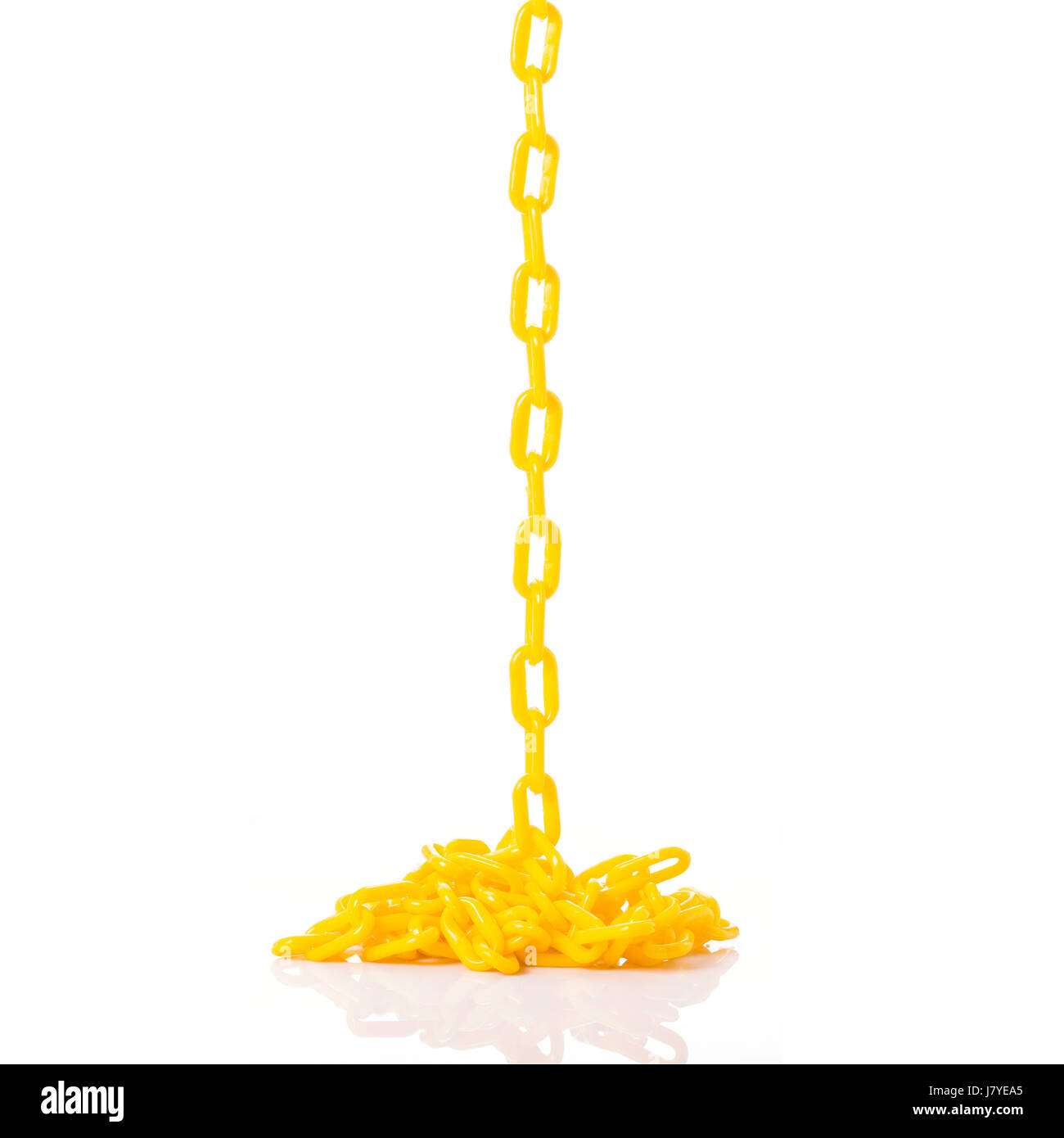 New yellow plastic chain. Studio shot isolated on white background ...