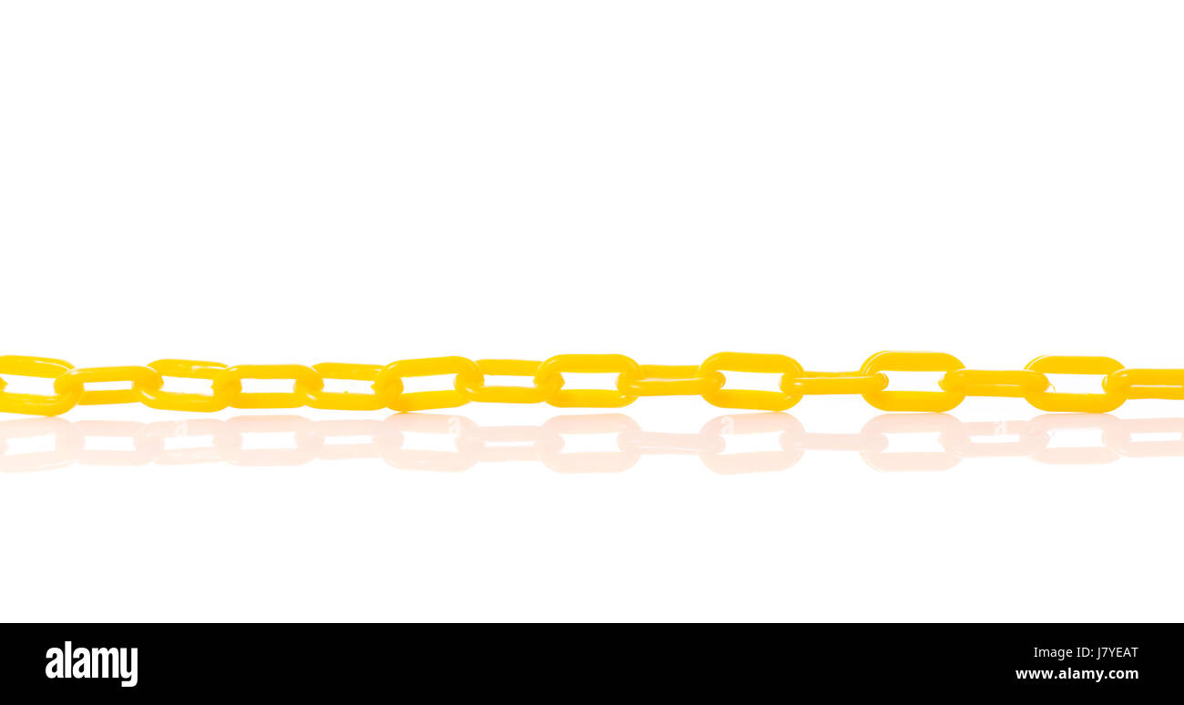 New yellow plastic chain. Studio shot isolated on white background ...
