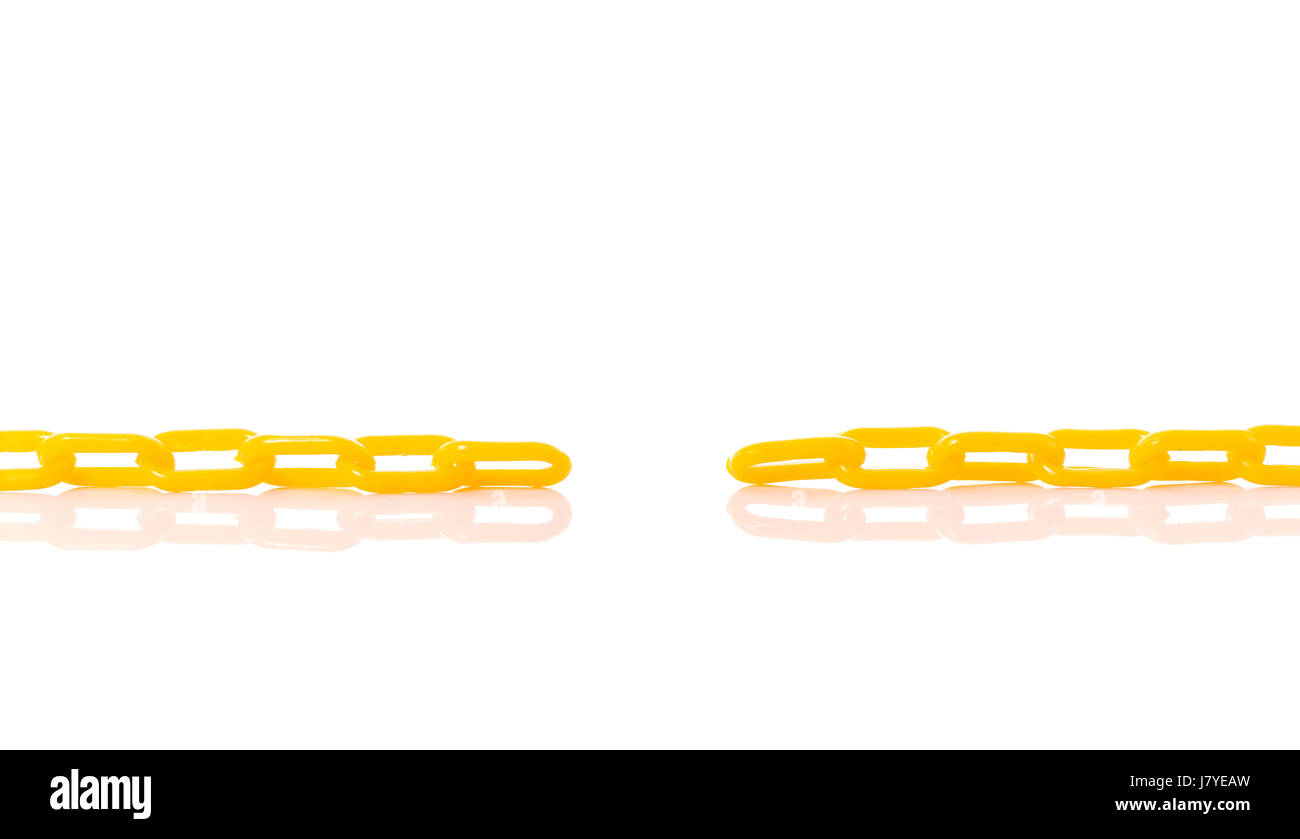 New yellow plastic chain. Studio shot isolated on white background ...