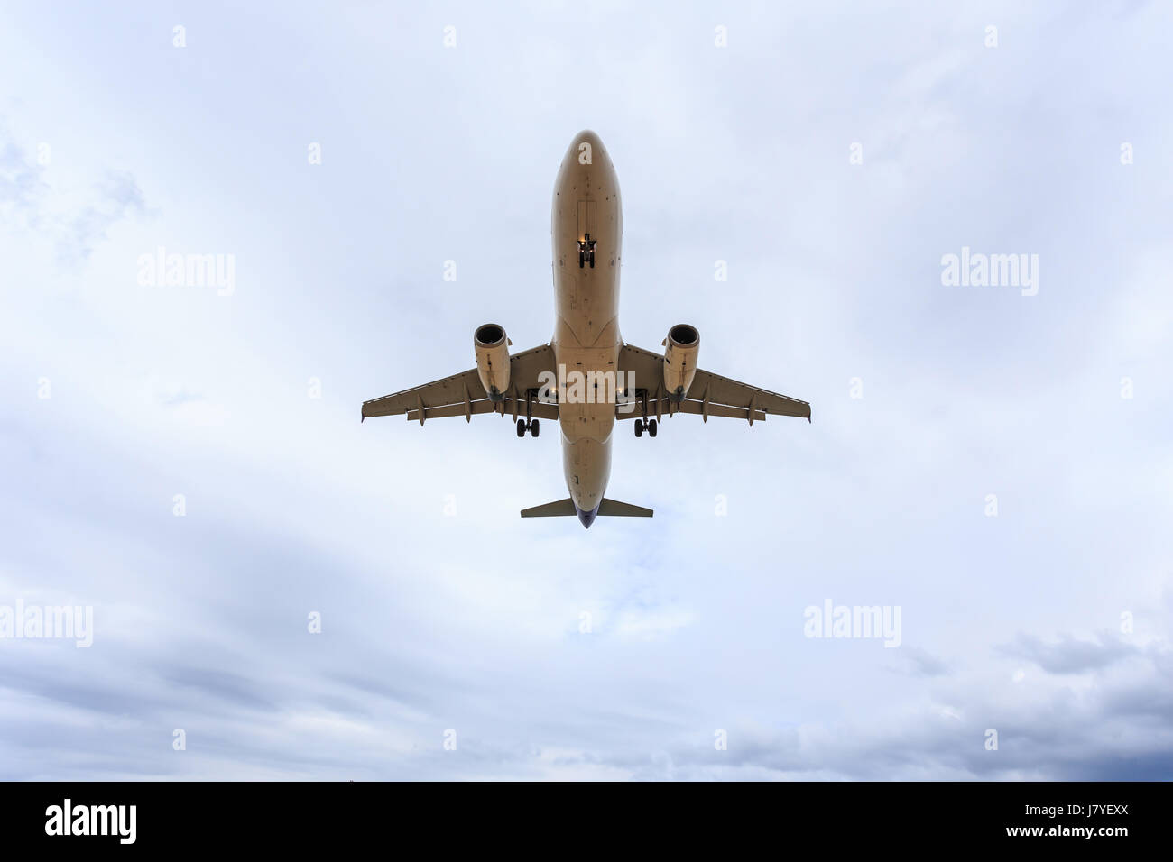 Airplane flying under blue sky and white cloud in Phuket, Thailand ...