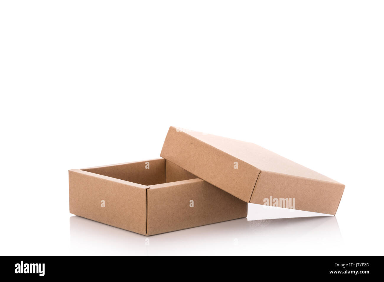 Close up brown paper box. Studio shot isolated on white background ...