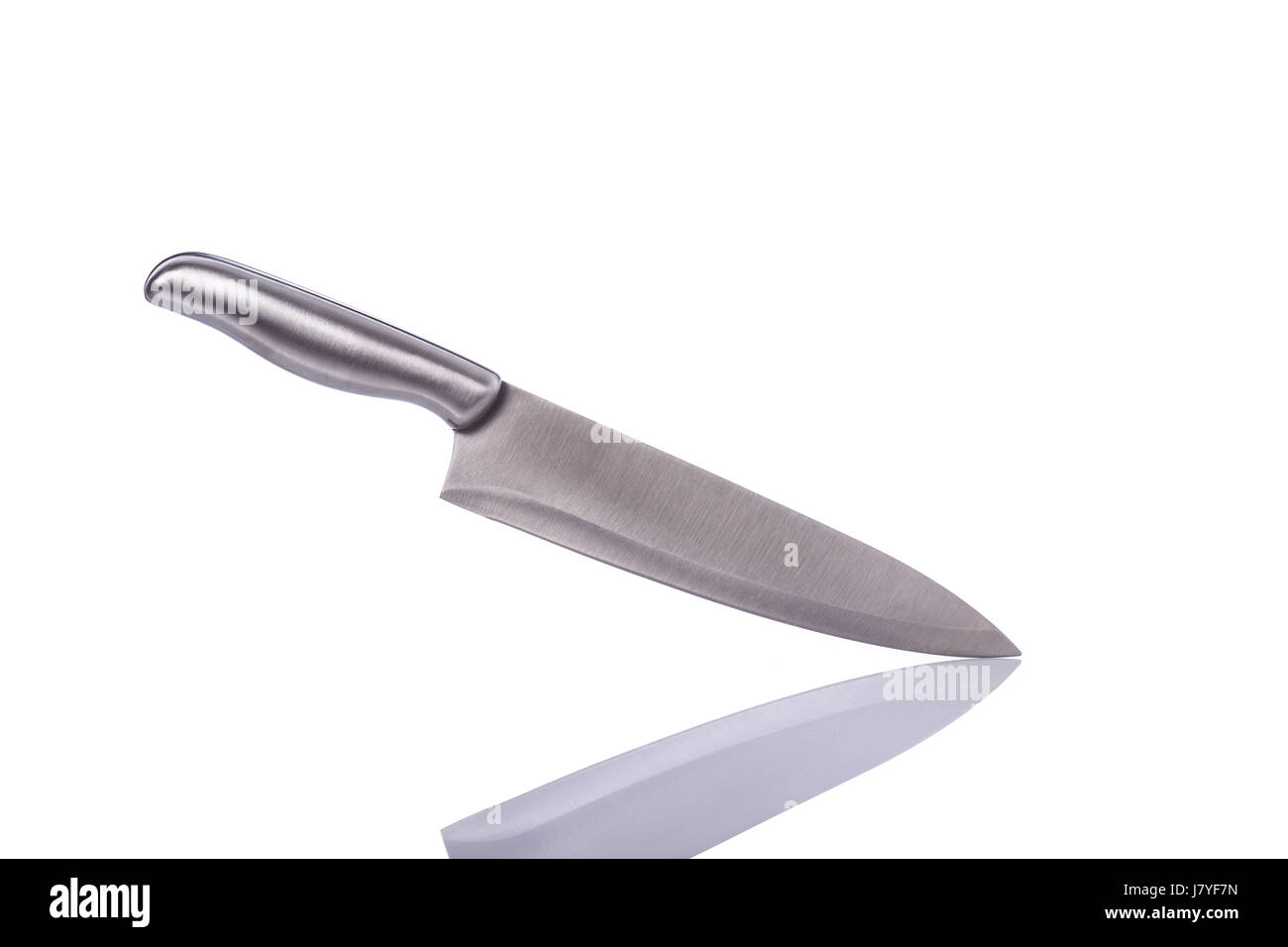 New stainless steel cooking knife. Studio shot isolated on white ...
