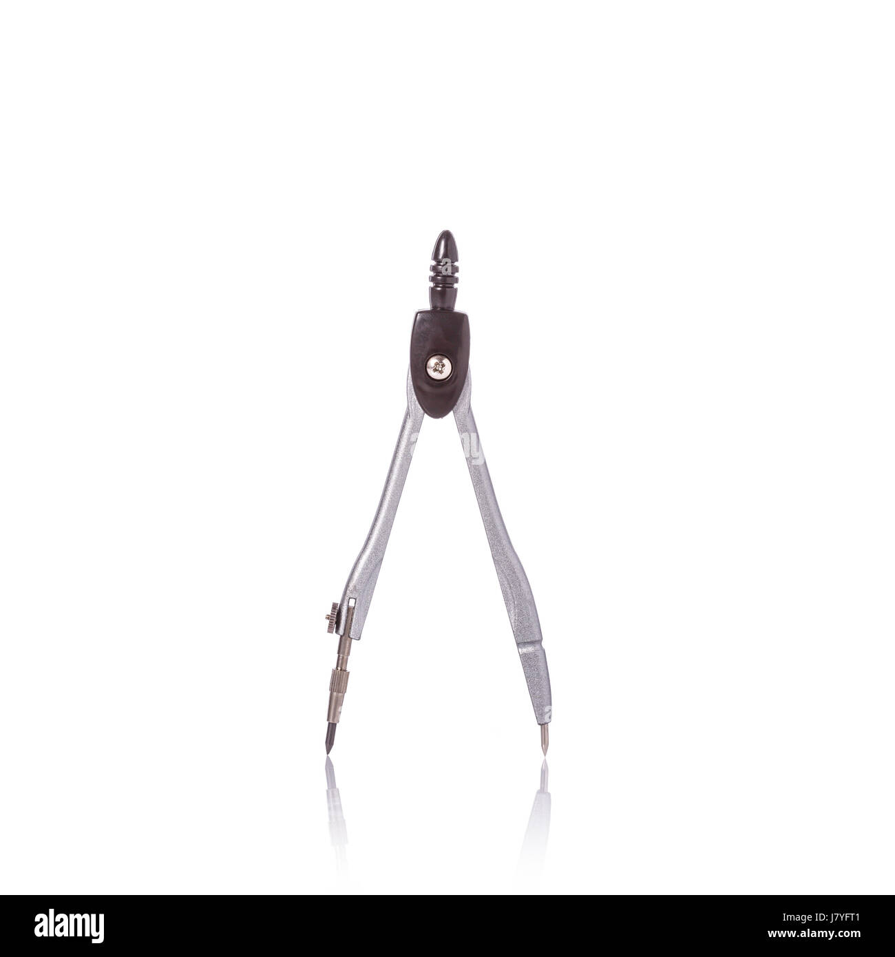 New silver dividers school tool. Studio shot isolated on white ...