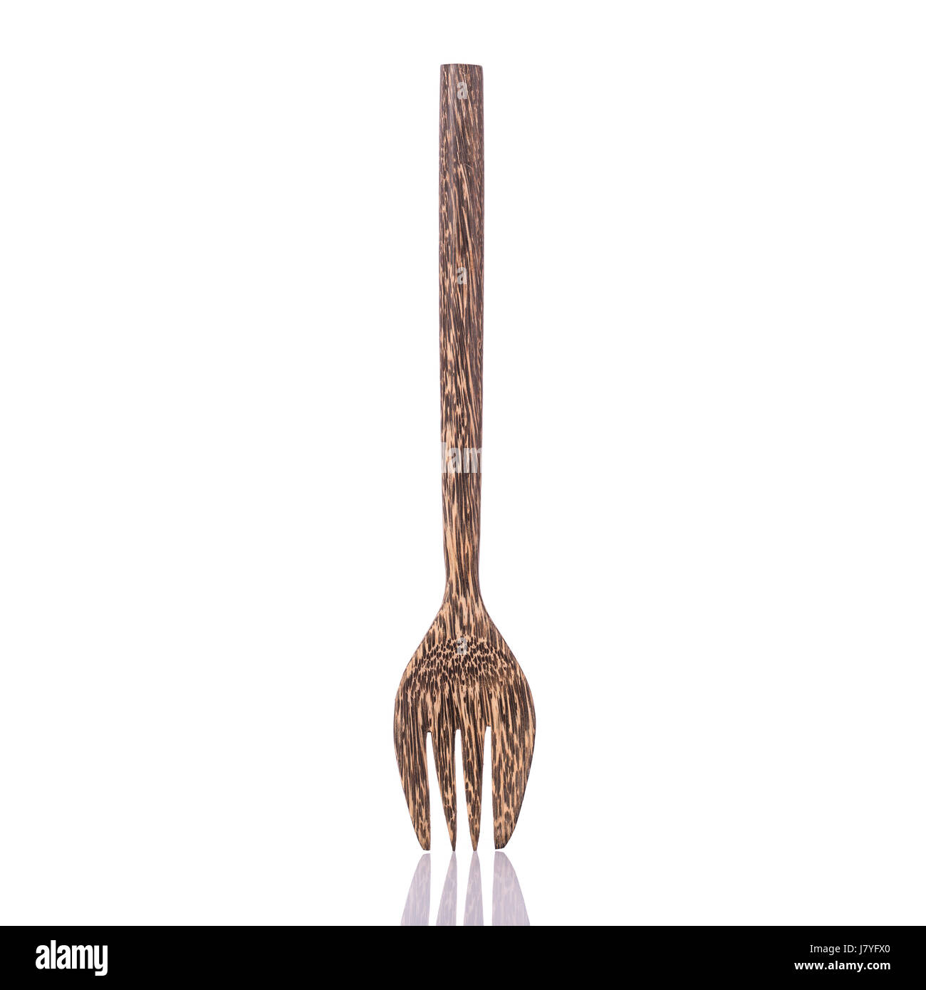 Brown fork made from palm wood. Studio shot isolated on white ...