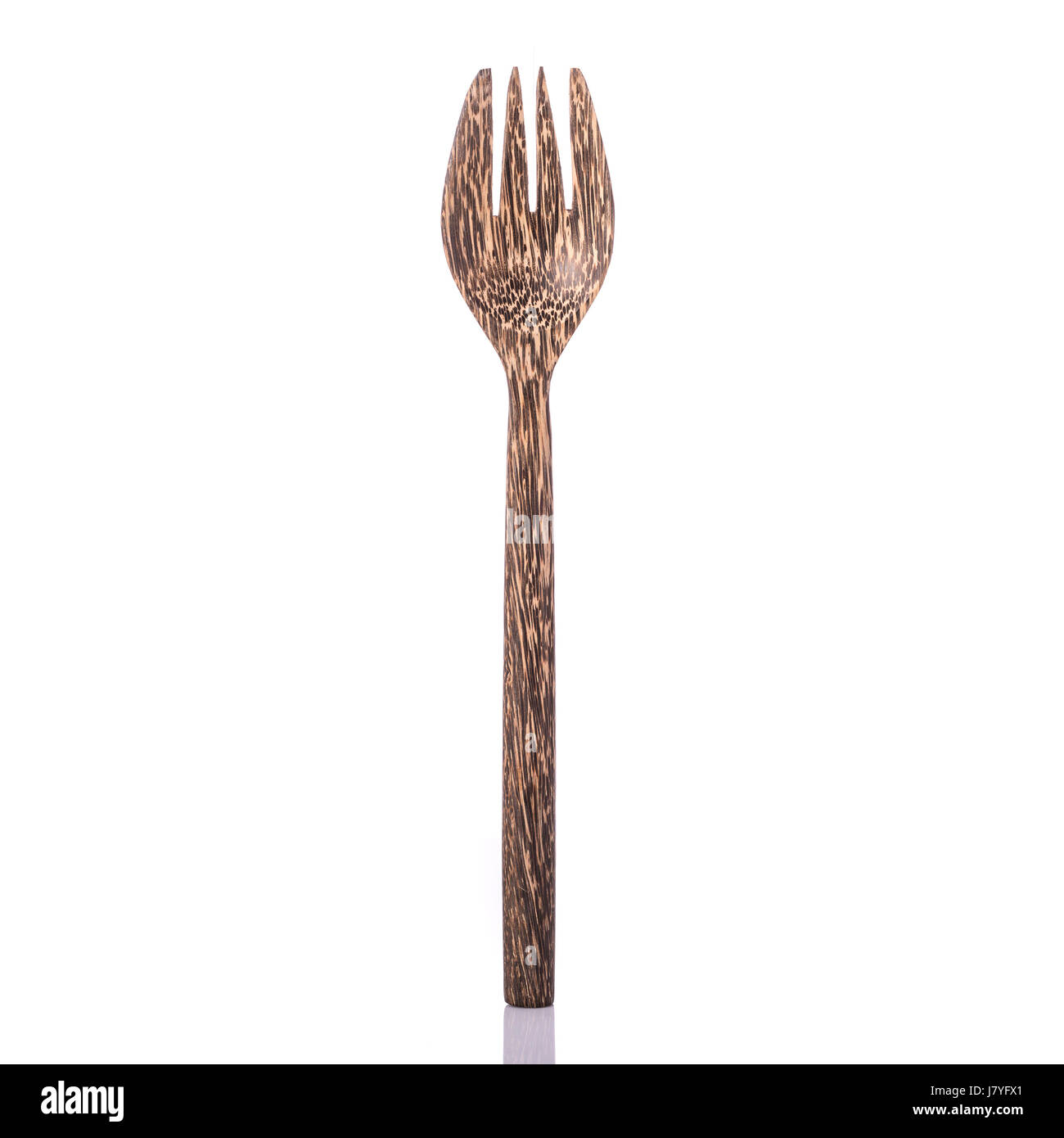 Brown fork made from palm wood. Studio shot isolated on white ...