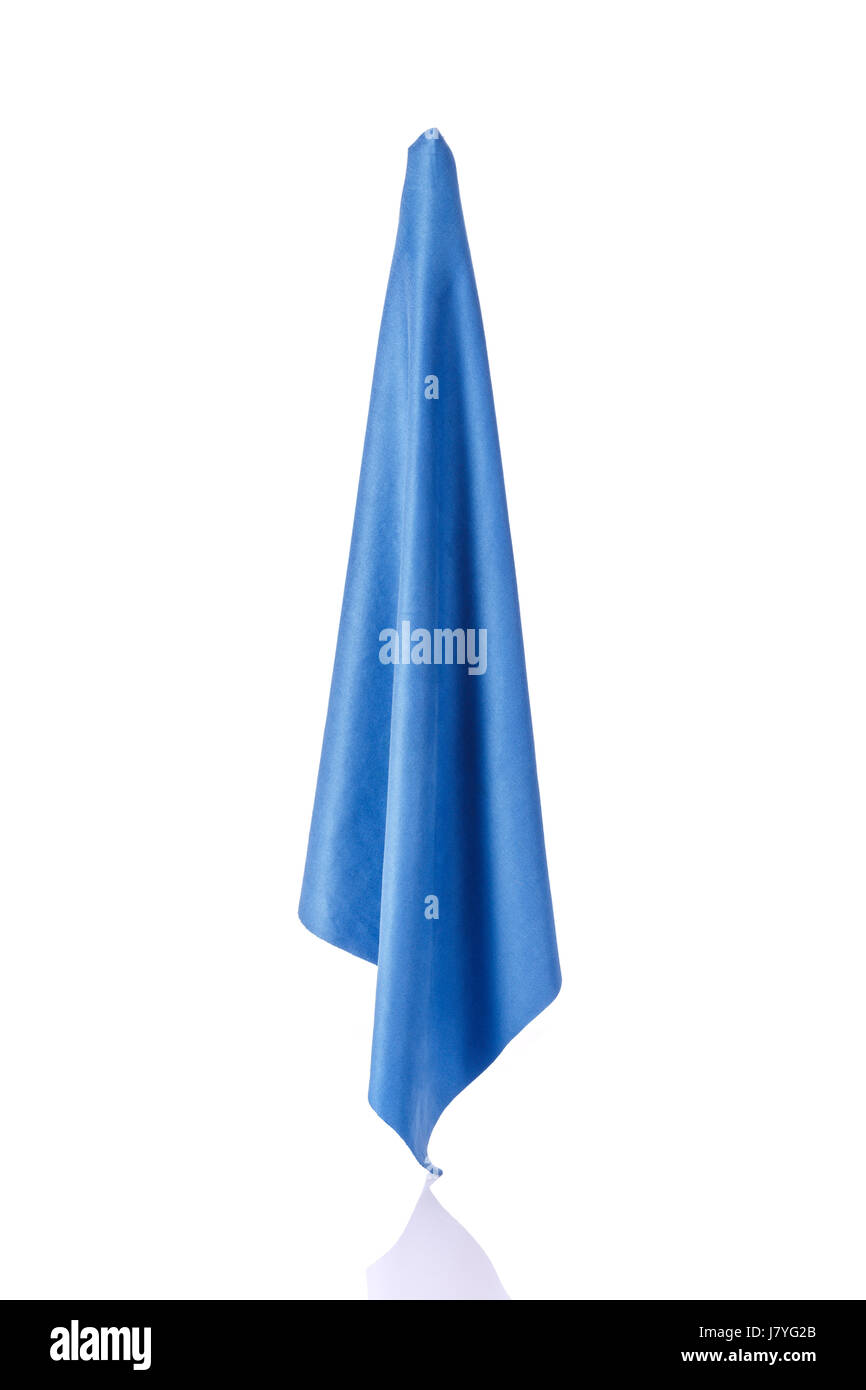 New blue microfiber cloth for cleaning. Studio shot isolated on white ...