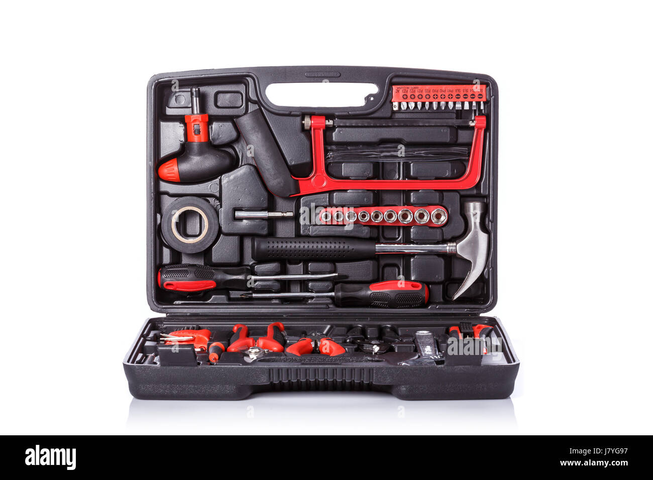 New square black tool box. Studio shot isolated on white background ...