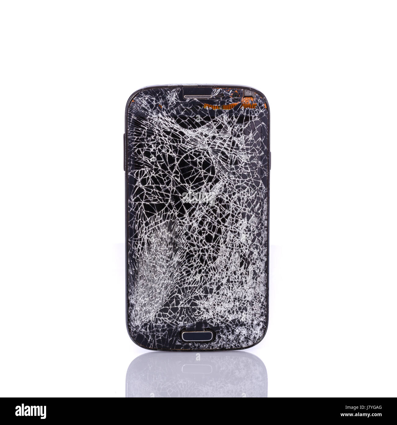 Broken of smartphone. Studio shot isolated on white background Stock ...