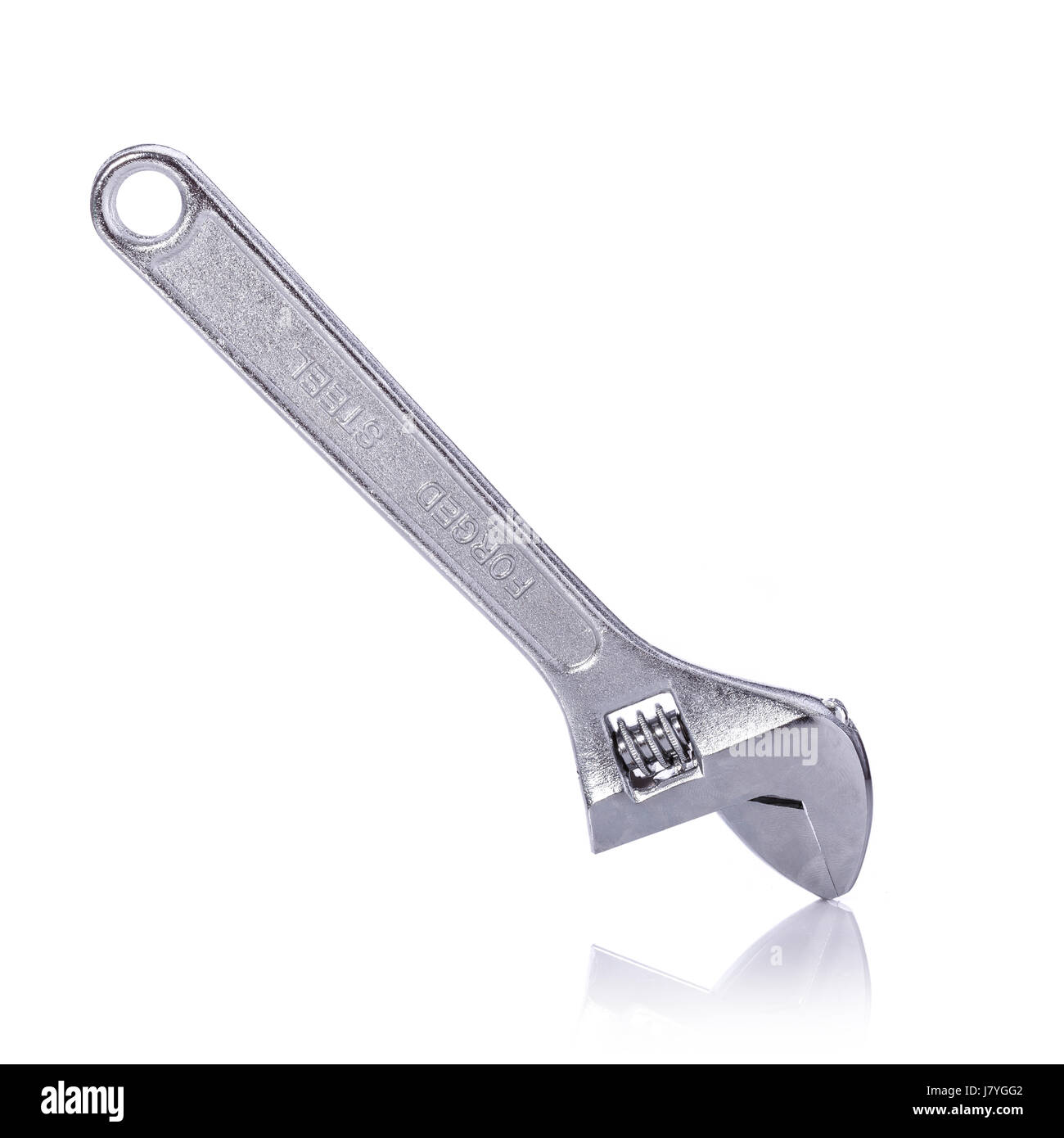New silver adjustable wrench. Studio shot isolated on white background ...