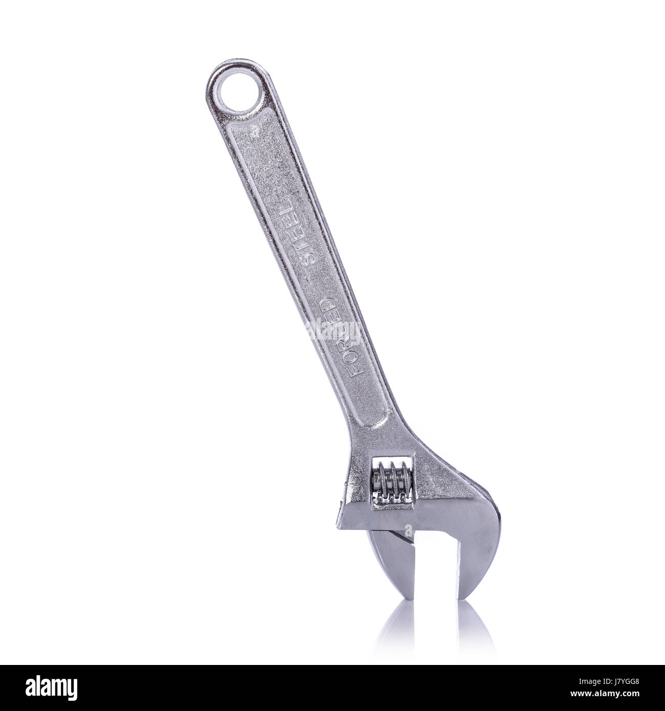 New silver adjustable wrench. Studio shot isolated on white background ...