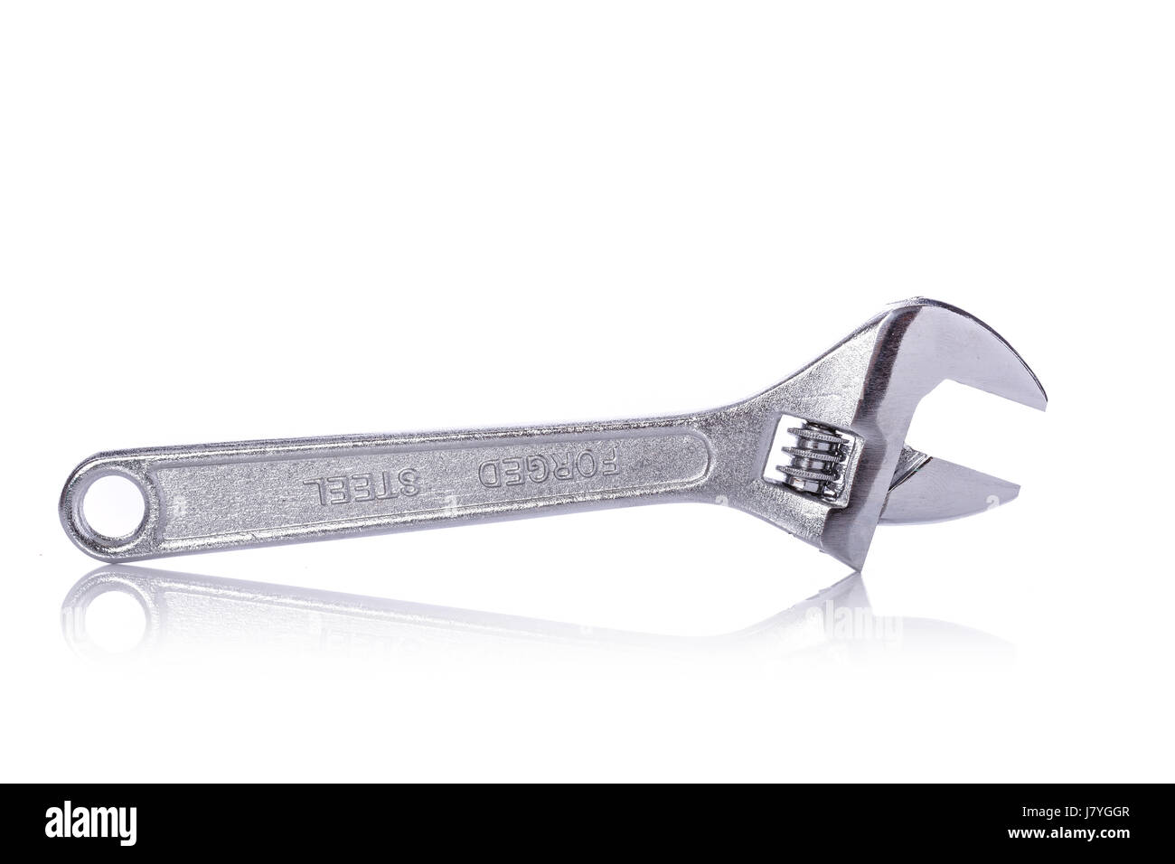 New silver adjustable wrench. Studio shot isolated on white background ...