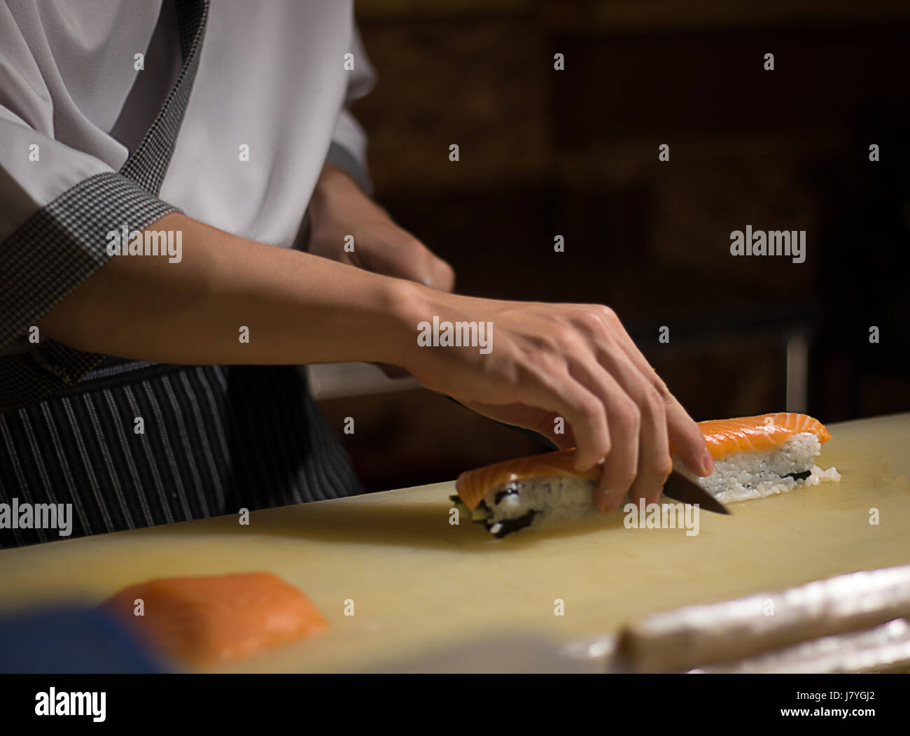 Chef Japanese cuisine in hotel or restaurant kitchen cooking, only ...