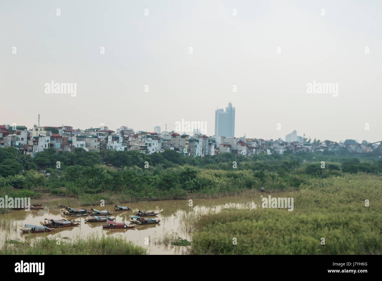 Sampans on the Red River, Hanoi Stock Photo - Alamy