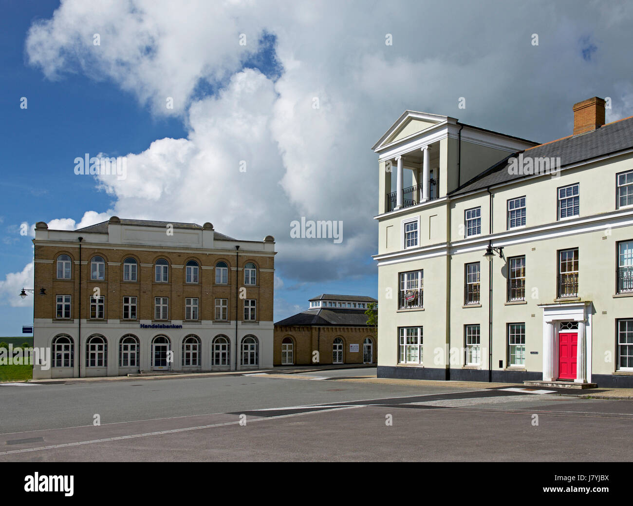 Square in Poundbury, Dorset, England UK Stock Photo - Alamy