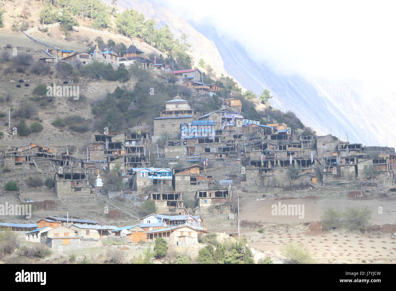 Typical Himalayan Village Manang Nepal Stock Photo - Alamy