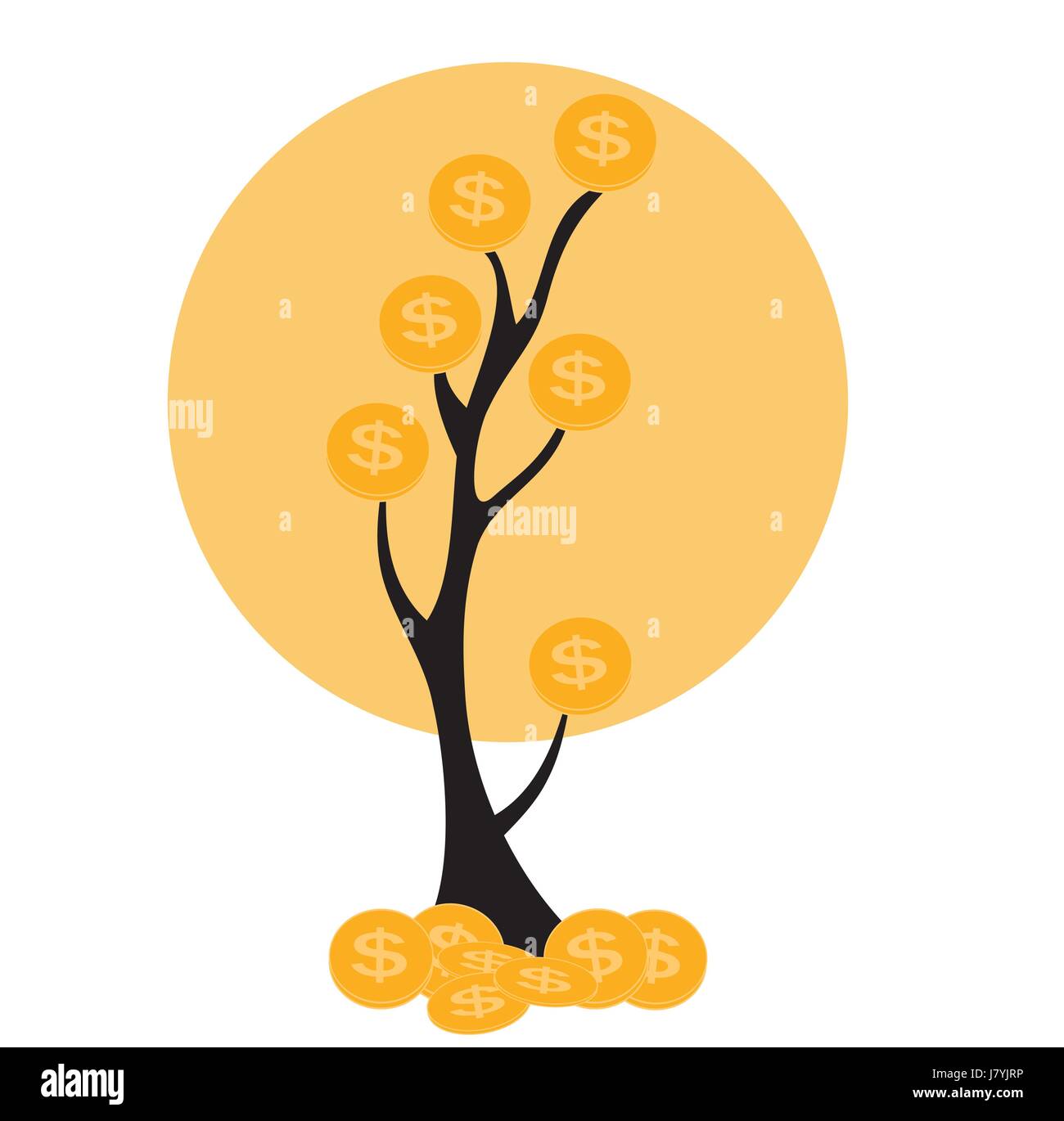 Colored Money Tree, Dependence of Financial Growth Flat Concept Stock ...