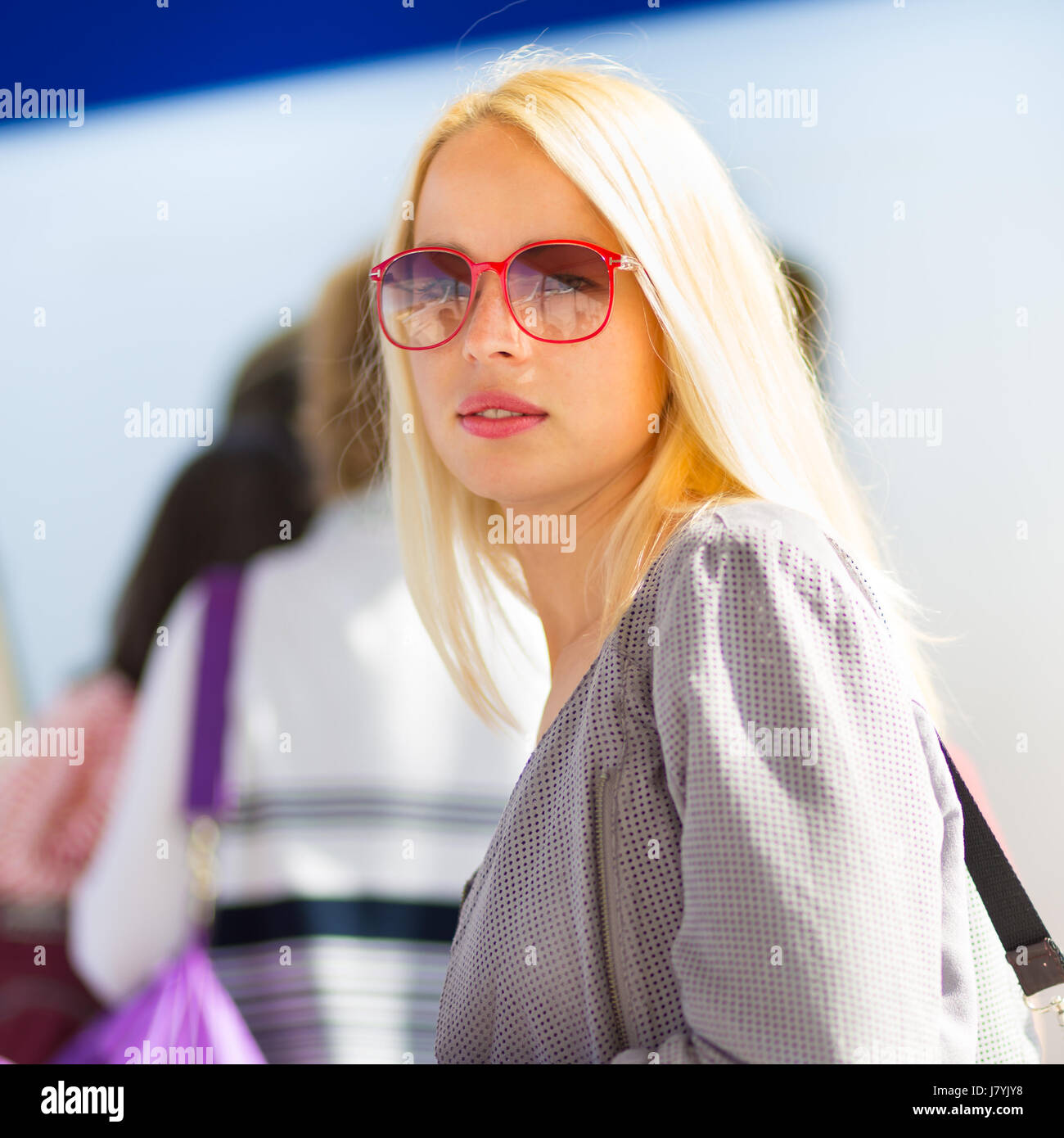 Woman boarding airplain Stock Photo - Alamy