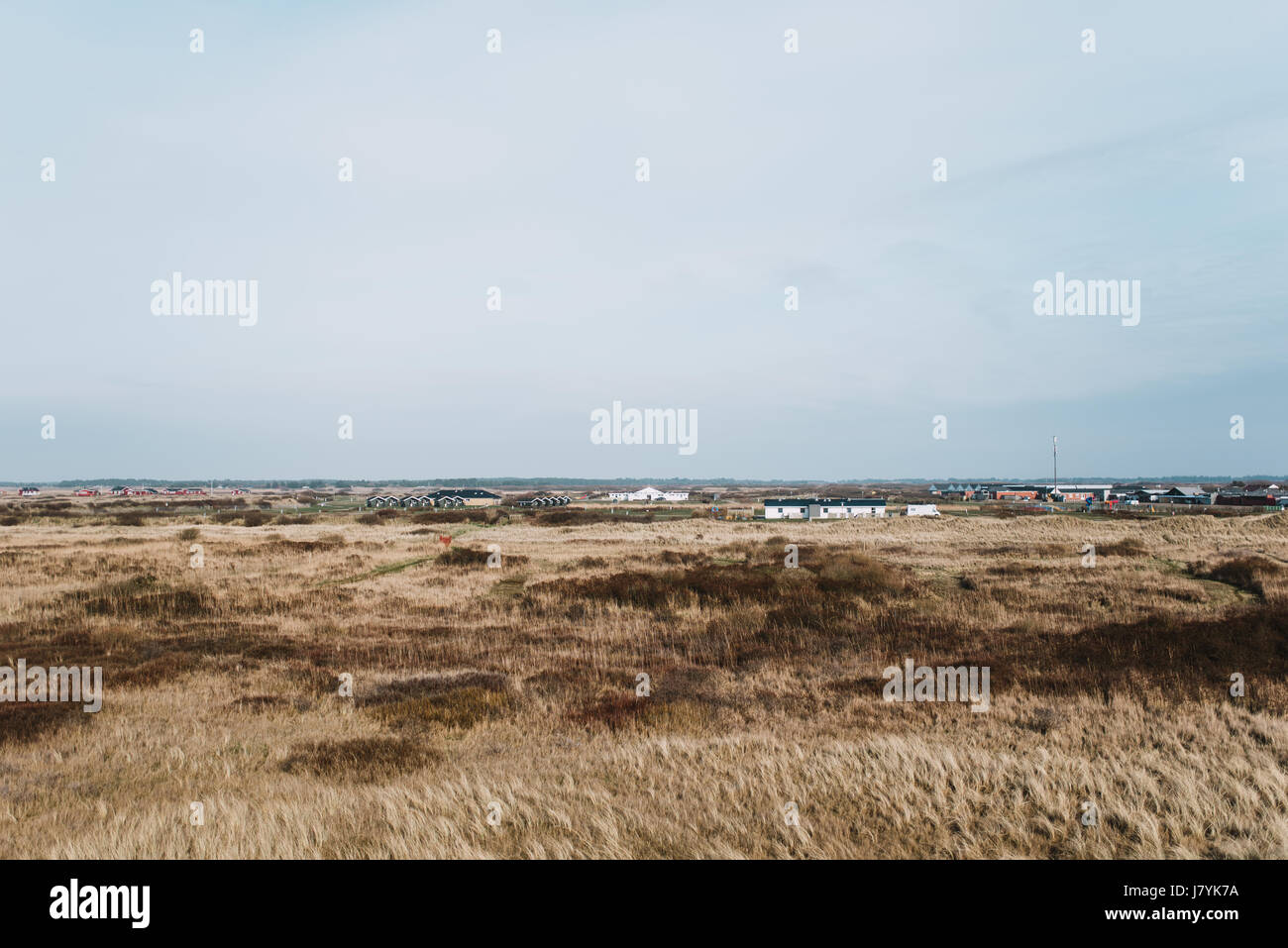 Denmark landscape with some houses in the distance Stock Photo - Alamy