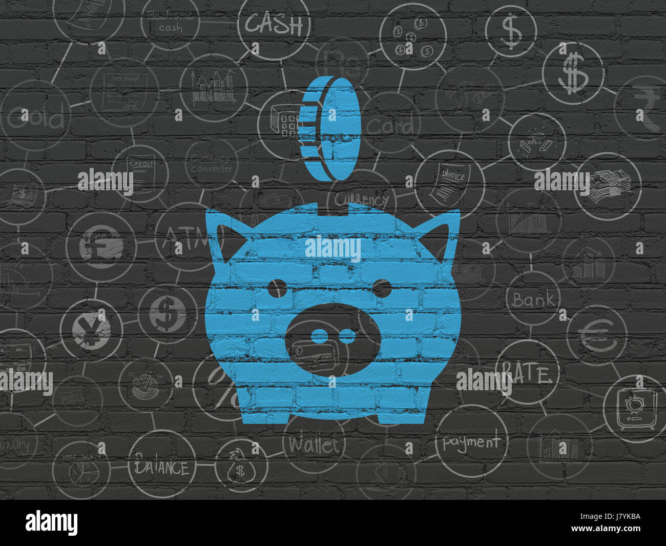 Money concept: Money Box With Coin on wall background Stock Photo - Alamy