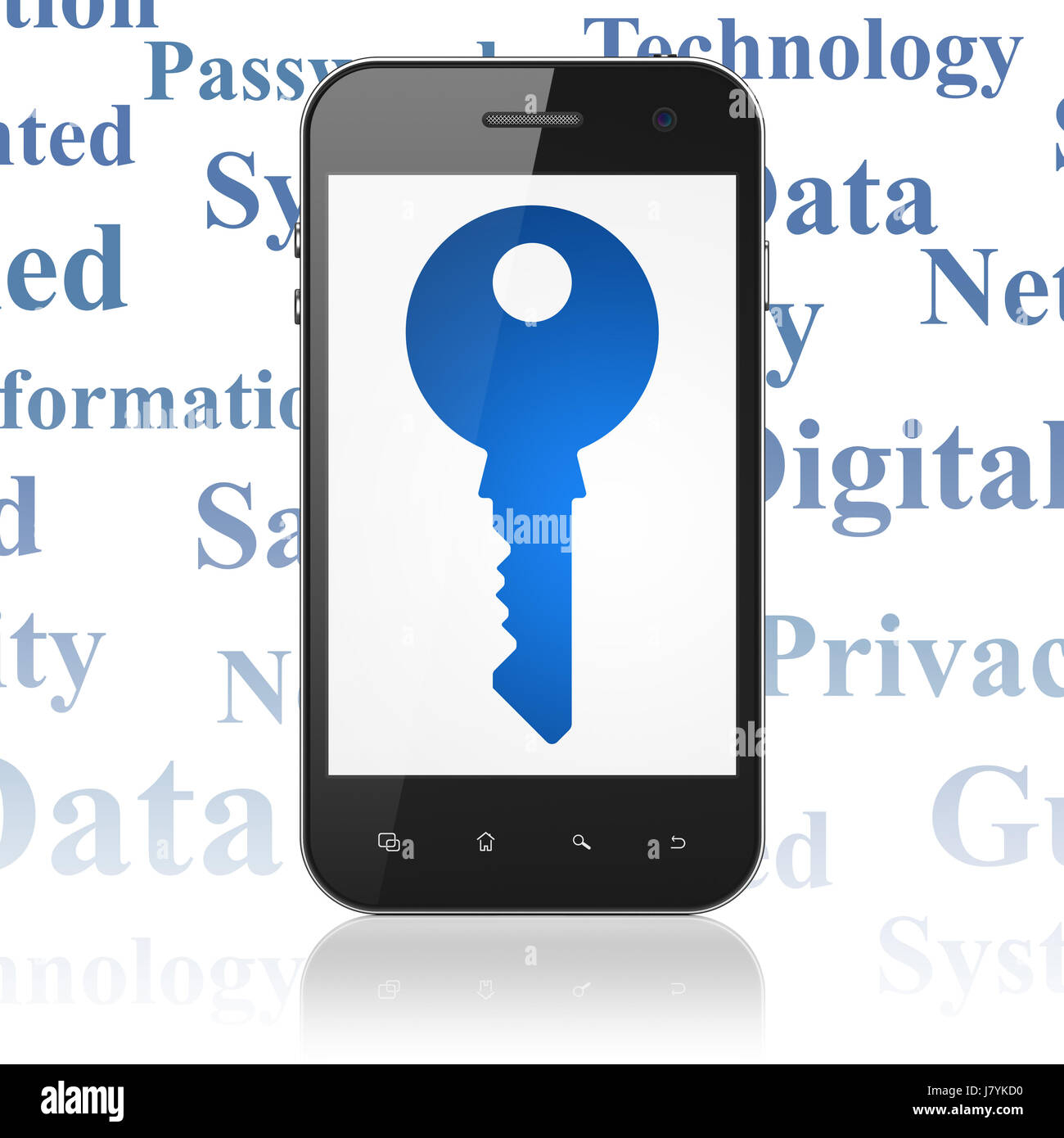 Privacy concept: Smartphone with Key on display Stock Photo - Alamy