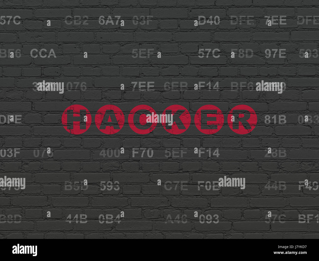 Protection concept: Hacker on wall background Stock Photo - Alamy