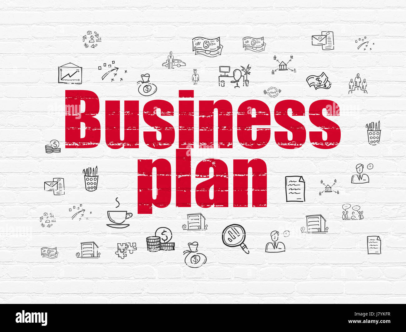 Finance concept: Business Plan on wall background Stock Photo - Alamy