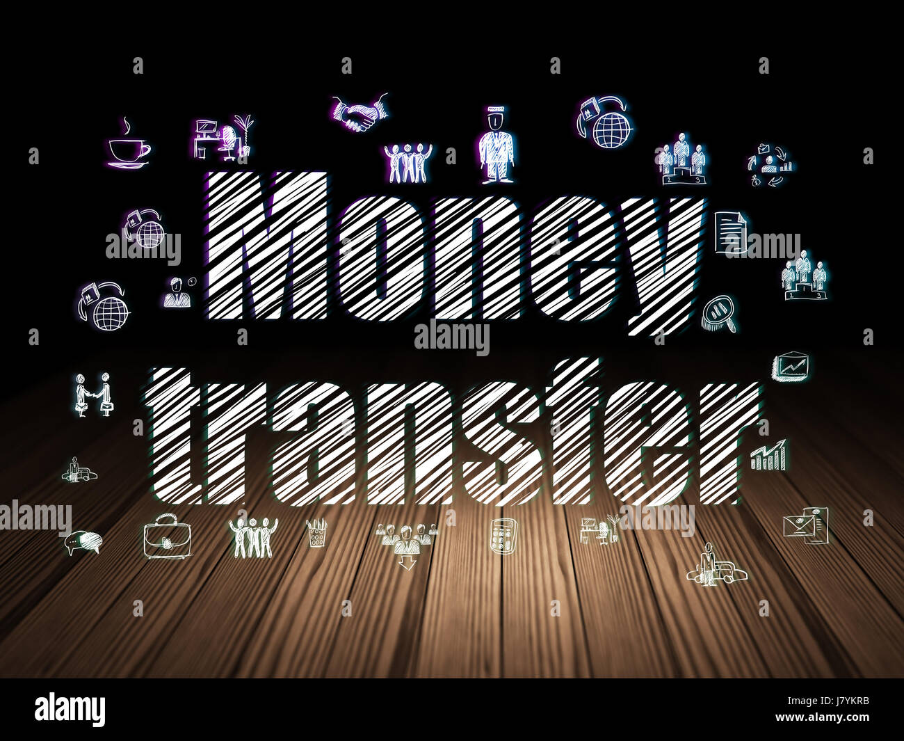 Finance concept: Money Transfer in grunge dark room Stock Photo - Alamy