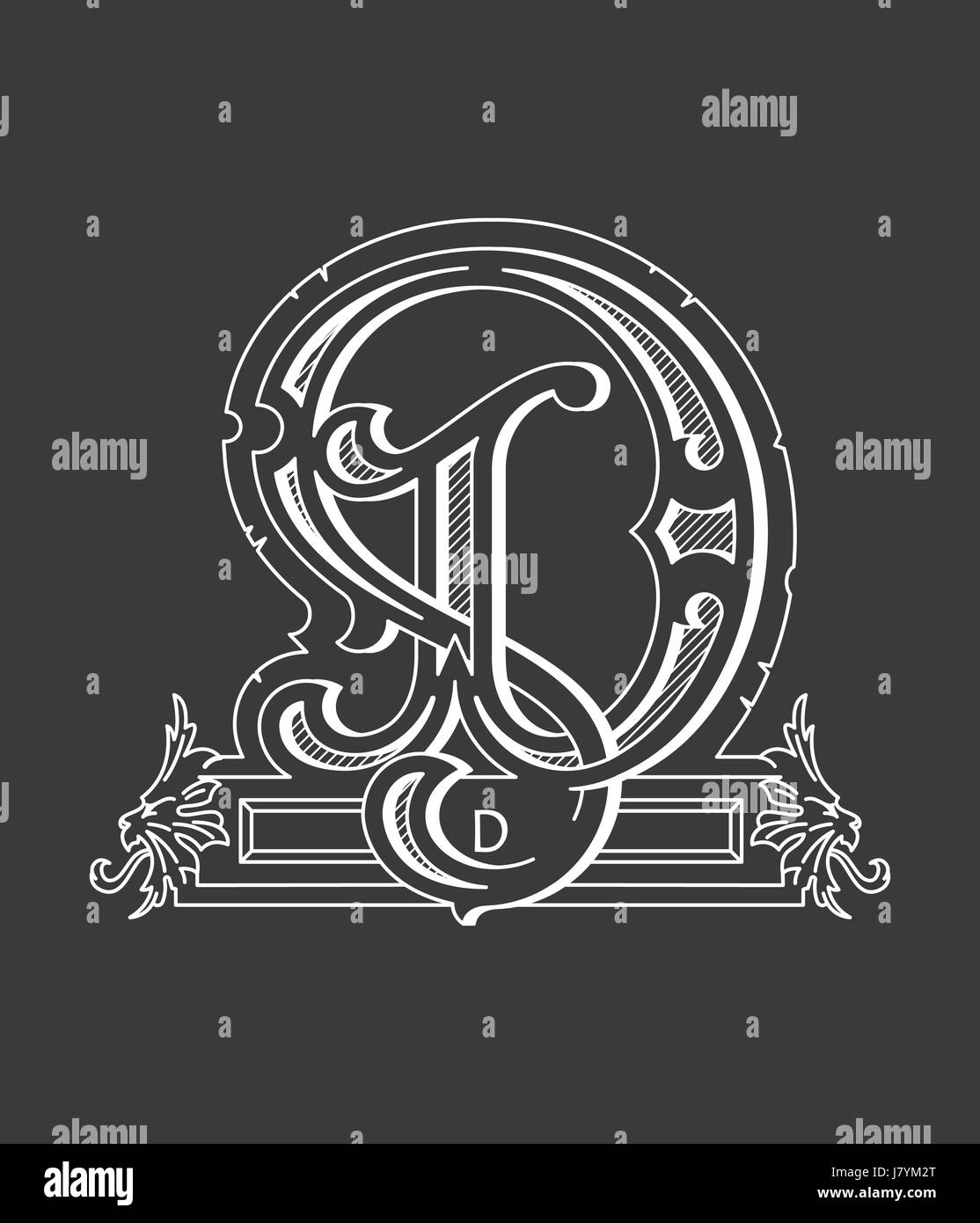 Vector illustration about white on black alphabet letter D Stock Photo ...