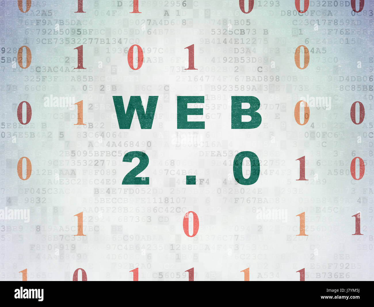 Web design concept: Web 2.0 on Digital Data Paper background Stock ...