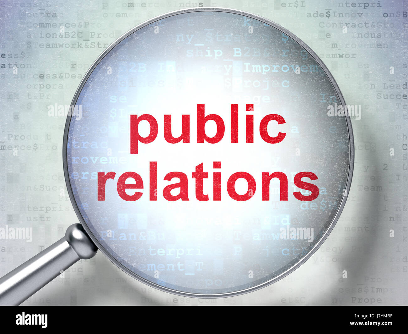 Advertising concept: Public Relations with optical glass Stock Photo ...