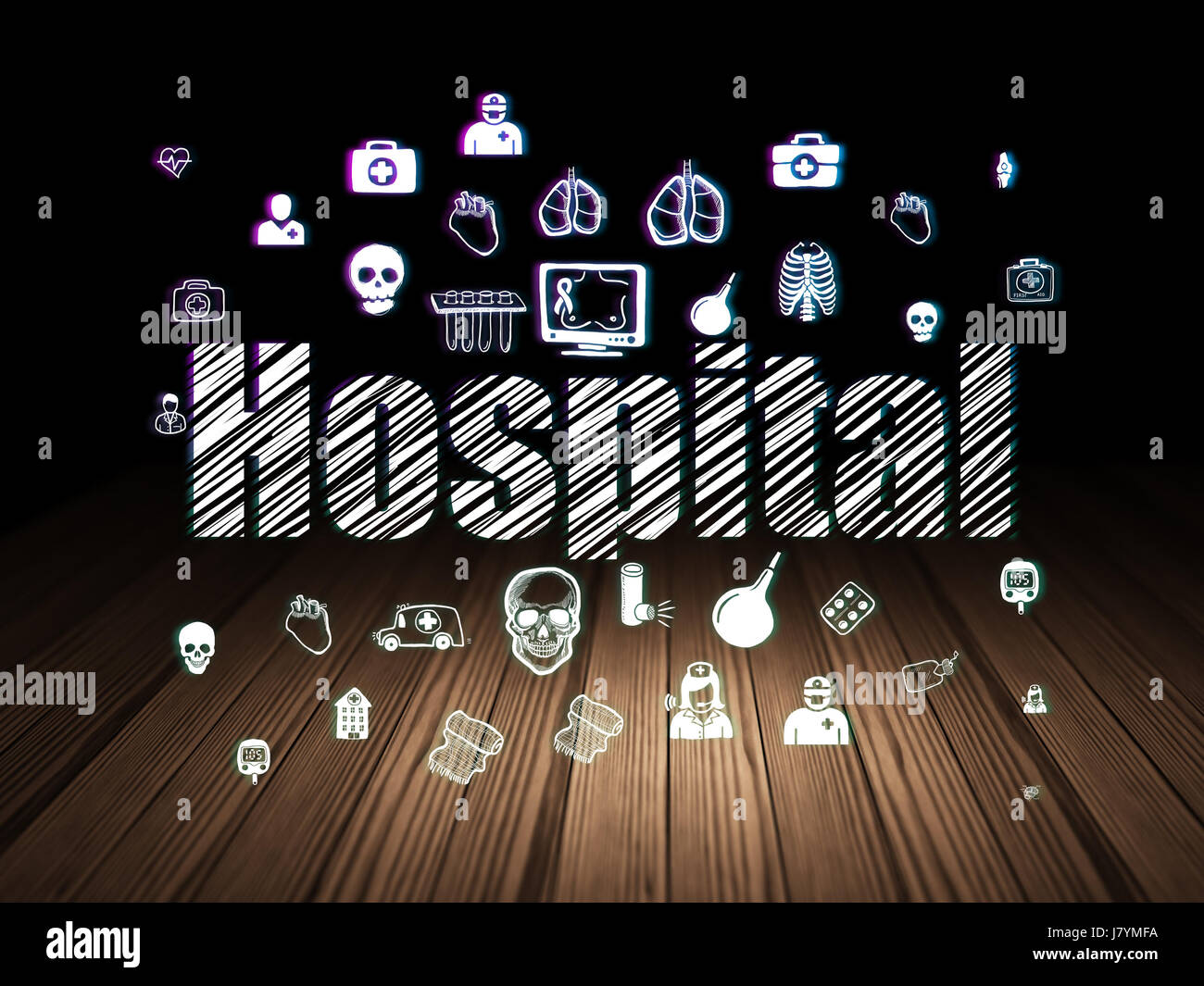 Health concept: Hospital in grunge dark room Stock Photo - Alamy