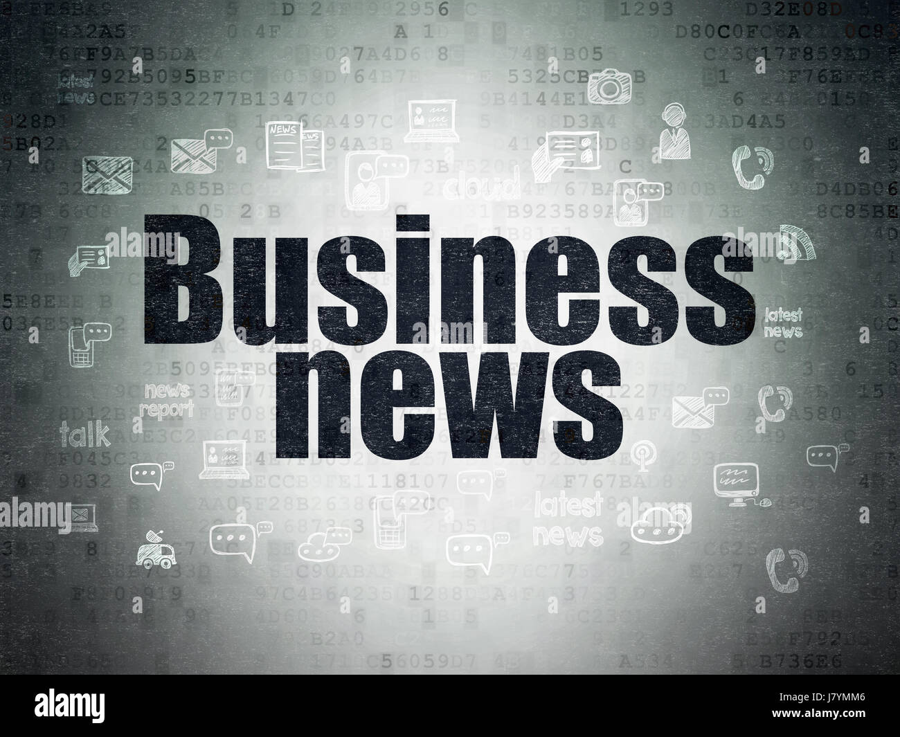 News concept: Business News on Digital Data Paper background Stock ...