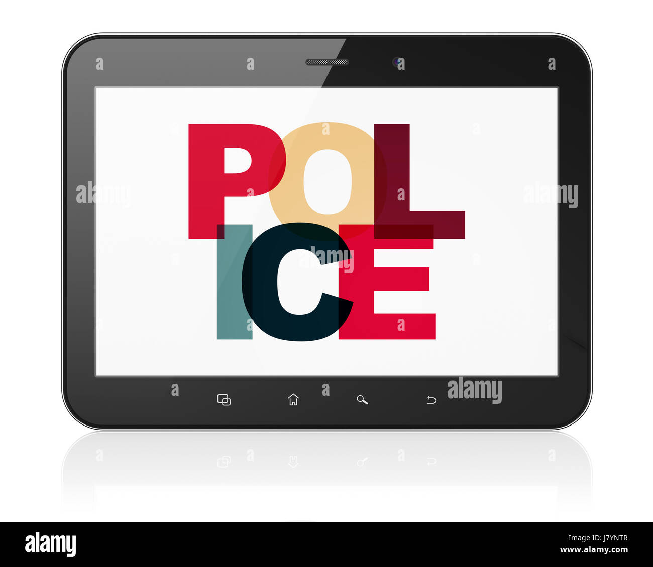 Law concept: Tablet Computer with Police on display Stock Photo - Alamy