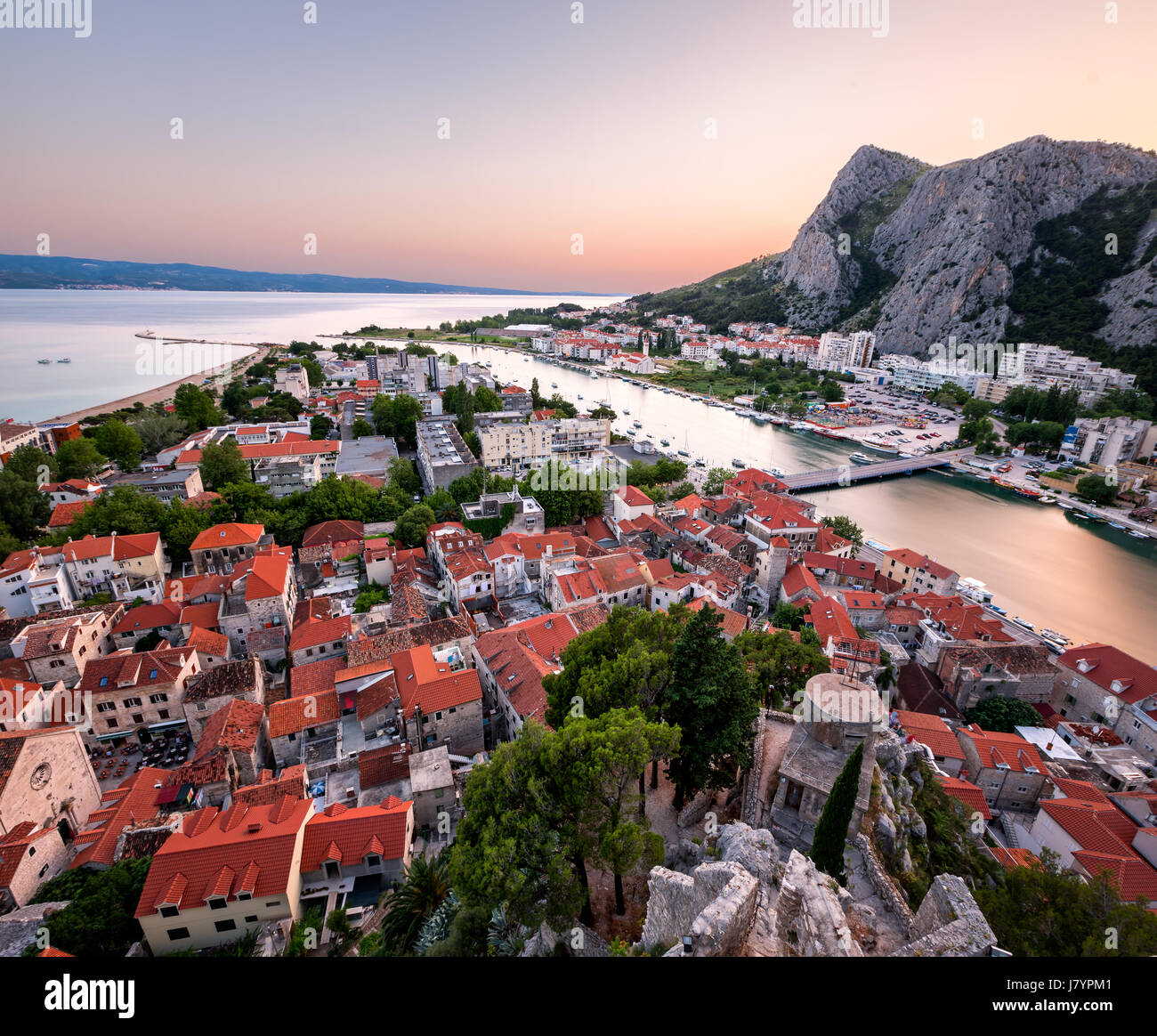 Aerial View on Omis Old Town and Cetina River, Dalmatia, Croatia Stock Photo - Alamy