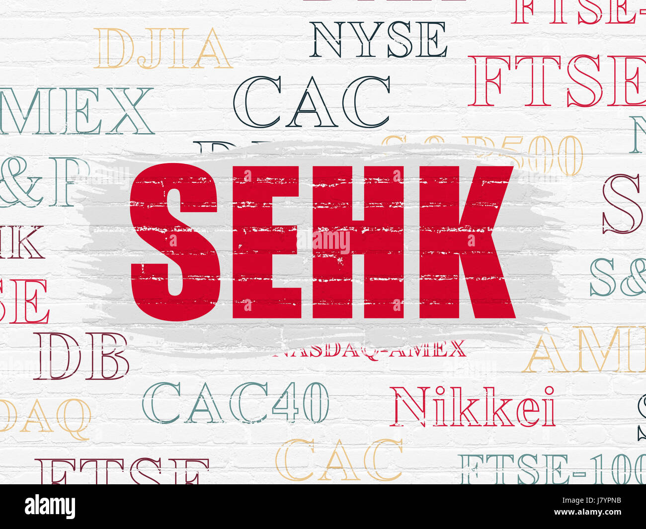 Stock market indexes concept: SEHK on wall background Stock Photo - Alamy