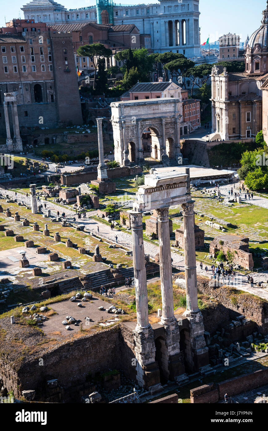 The Ancient Roman Forum in the Centre of Modern Rome in Italy Stock ...