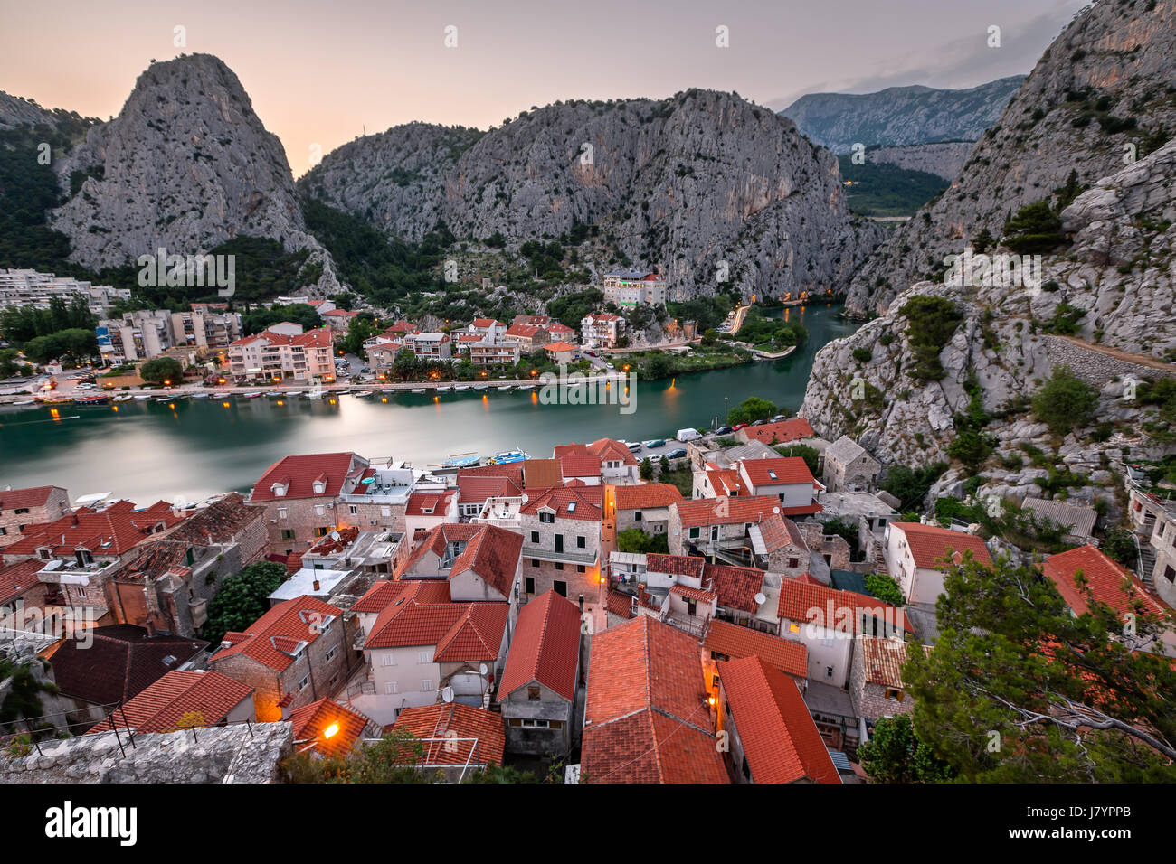 Aerial View on Omis and Cetina River Gorge in the Evening, Dalmatia, Croatia Stock Photo - Alamy