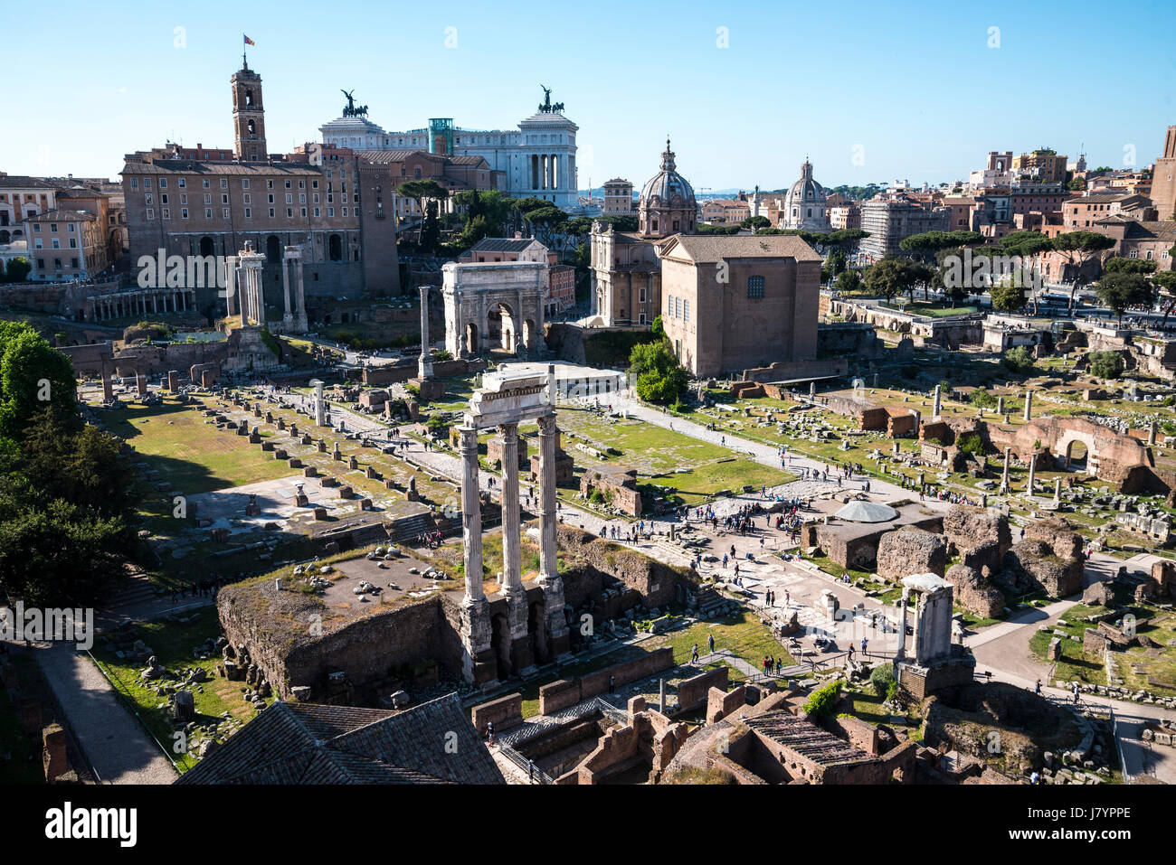The Ancient Roman Forum in the Centre of Modern Rome in Italy Stock ...