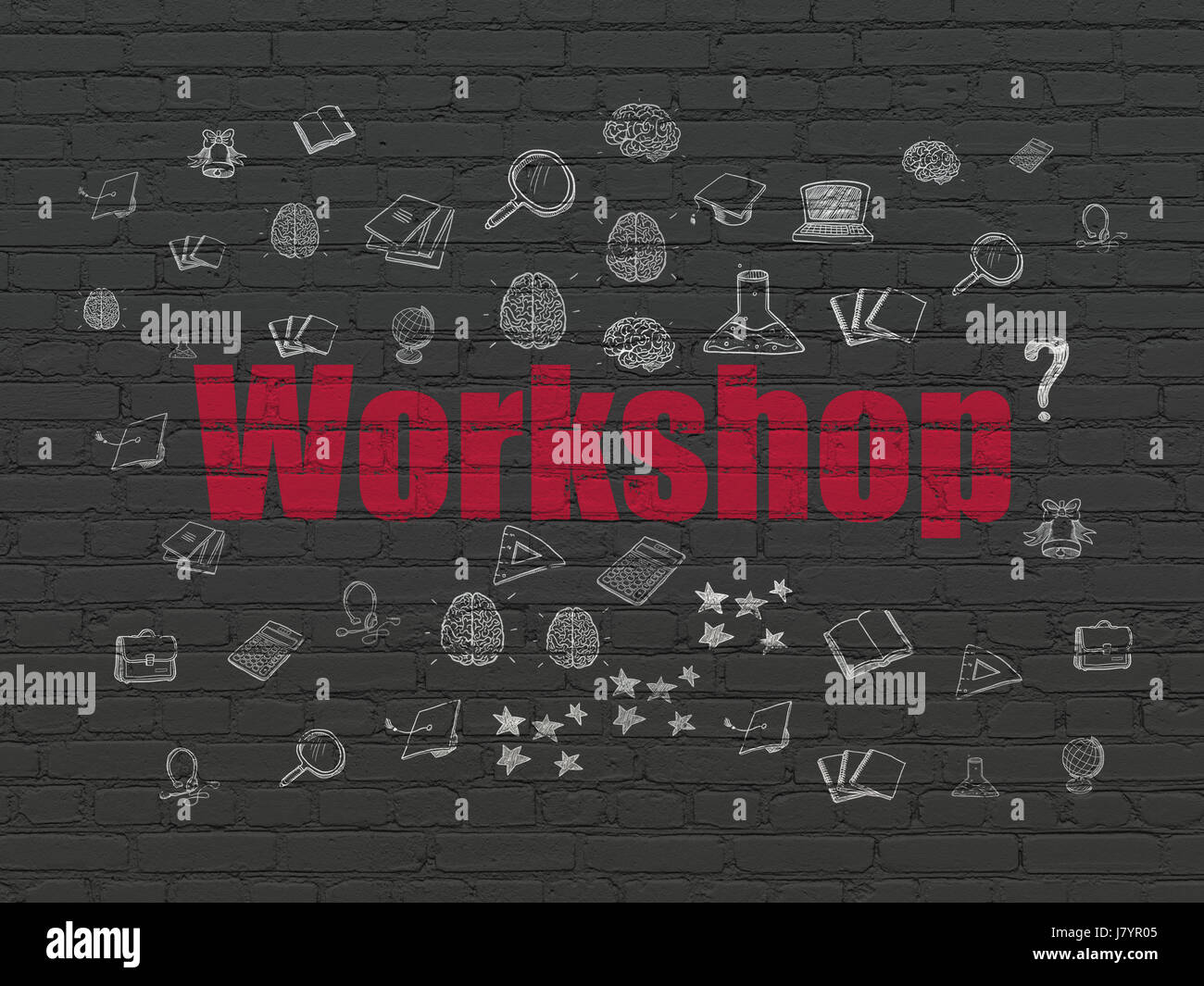 Learning concept: Workshop on wall background Stock Photo - Alamy