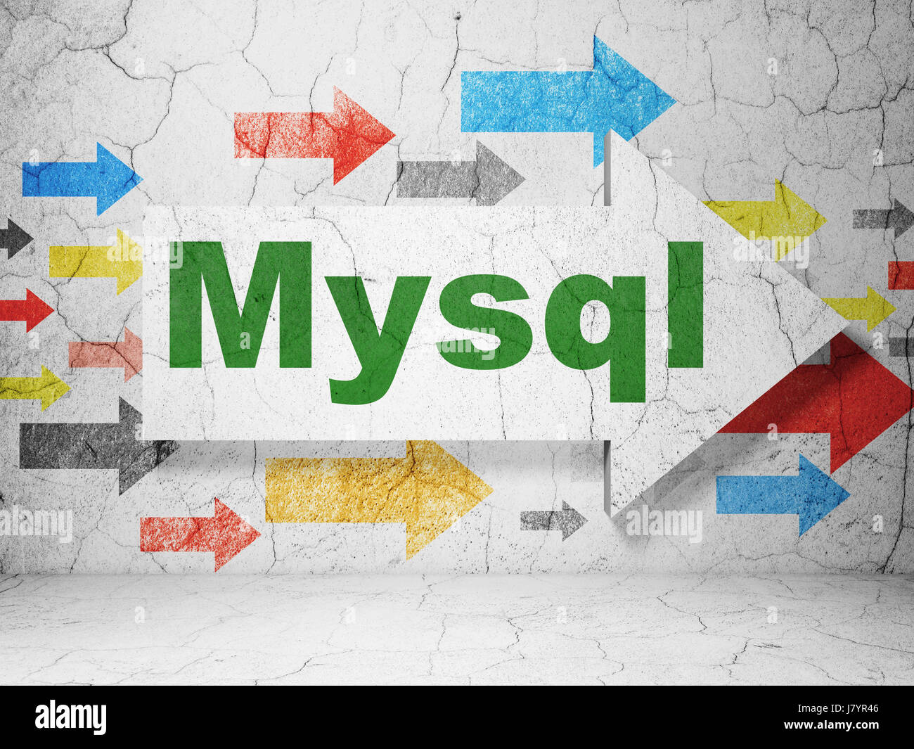 Software concept: arrow with MySQL on grunge wall background Stock ...