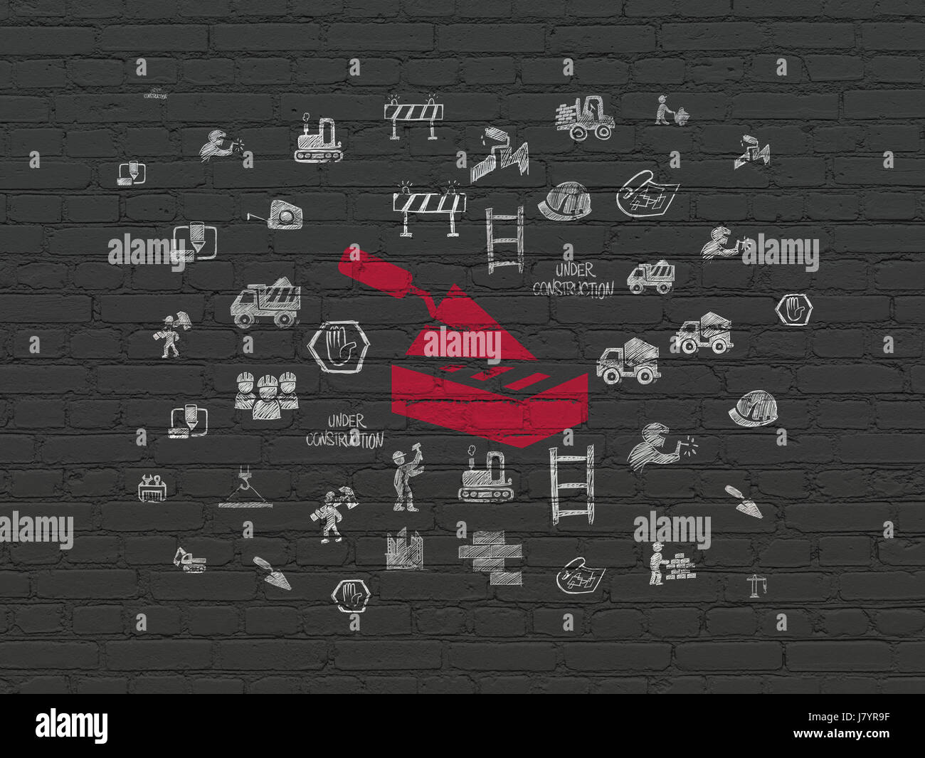 Building construction concept: Brick Wall on wall background Stock ...