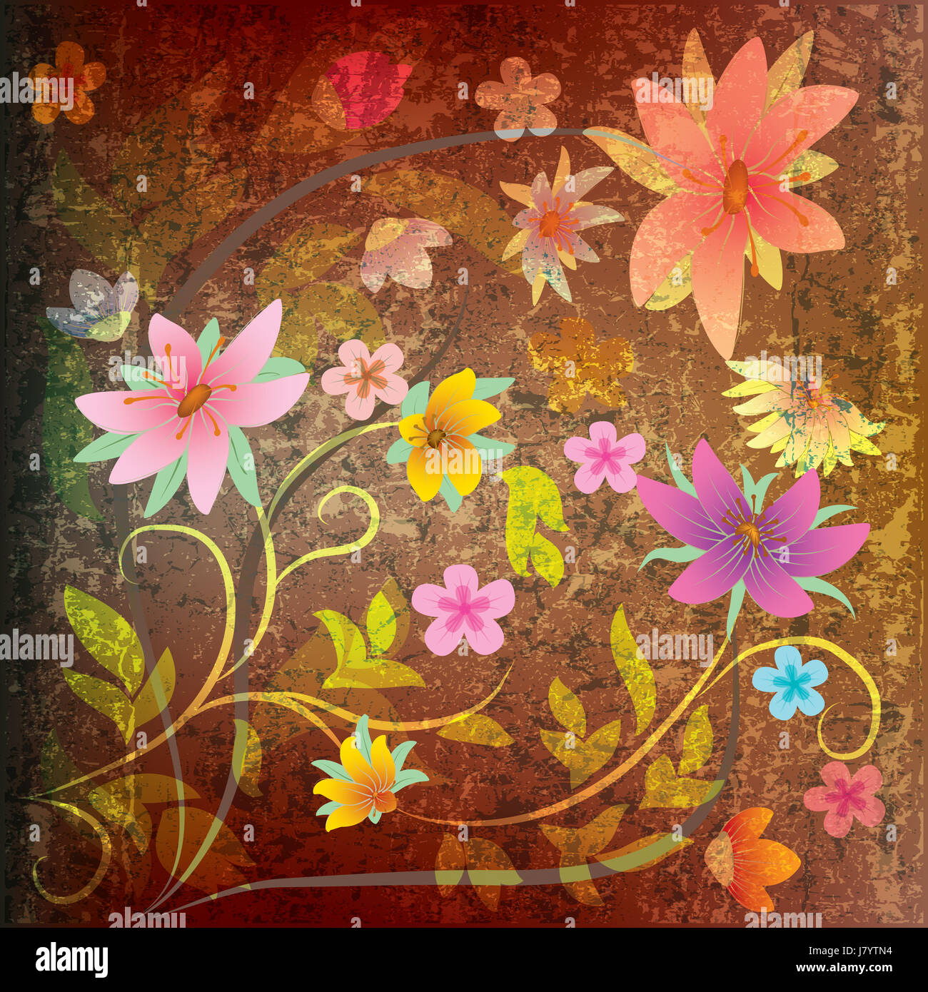 flower plant dirty crack retro old fissure backdrop background floral ...