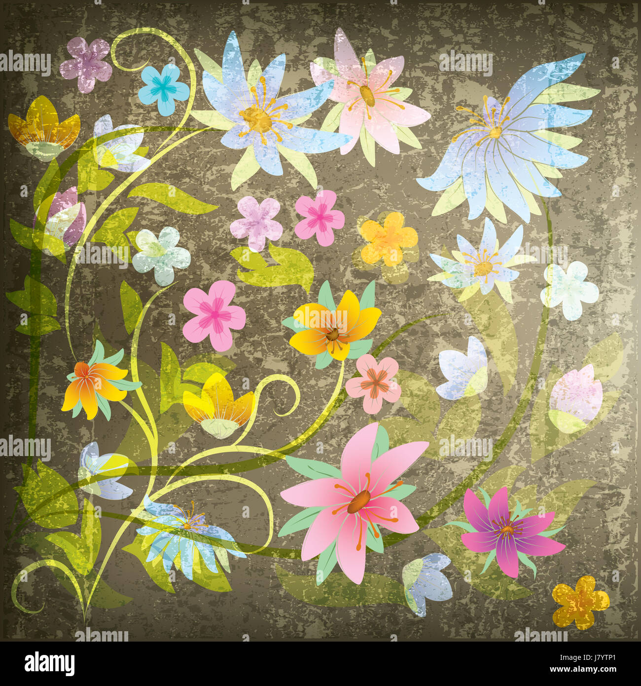 flower plant dirty crack retro old fissure backdrop background floral ...