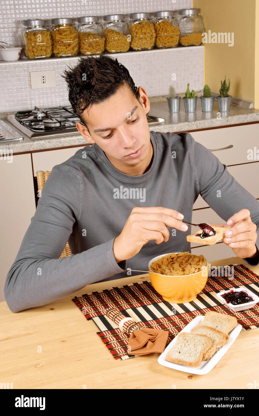 latin jam young younger eating eat eats hispanic man food breakfeast ...