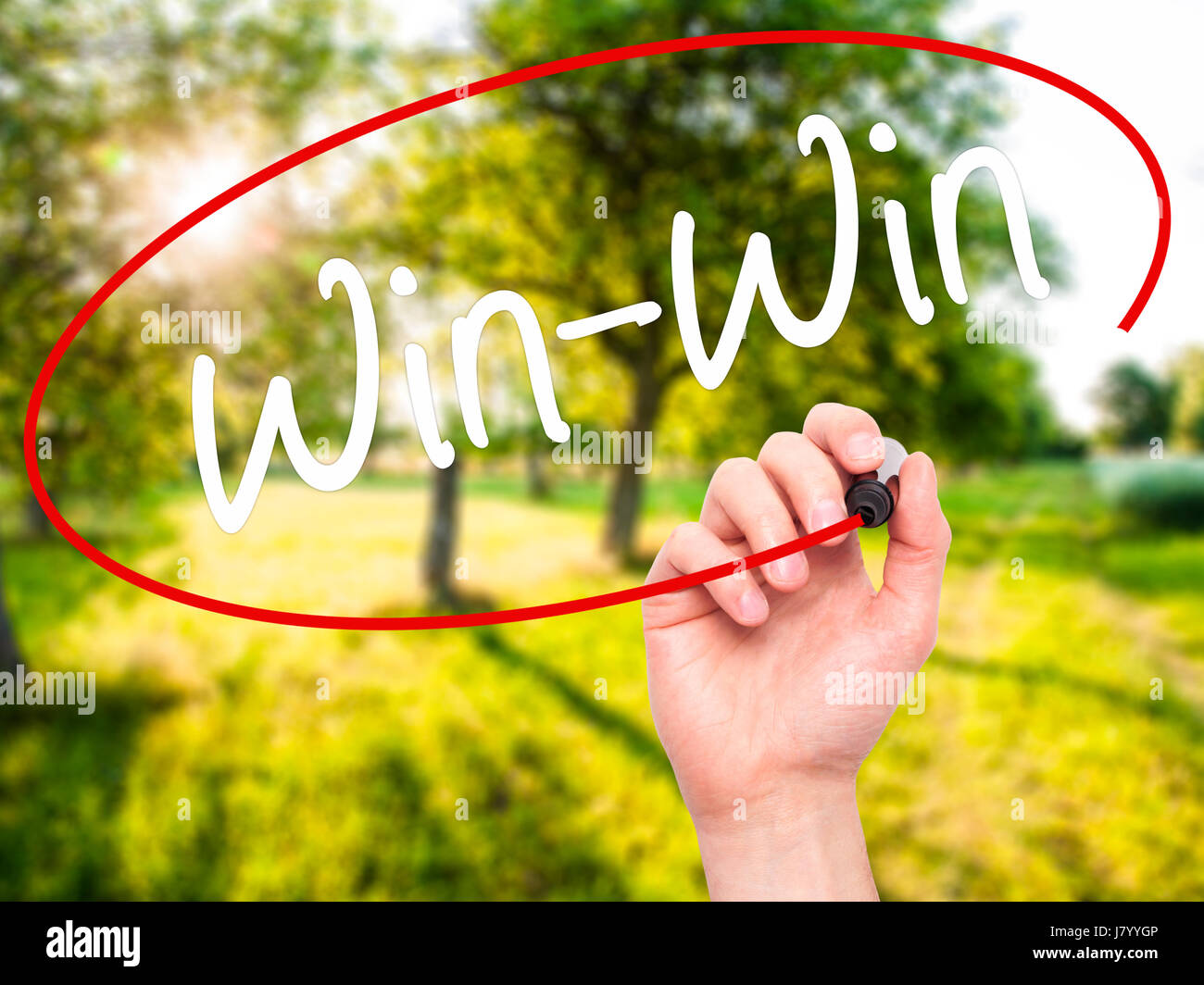 Man Hand writing Win-Win with black marker on visual screen. Isolated ...