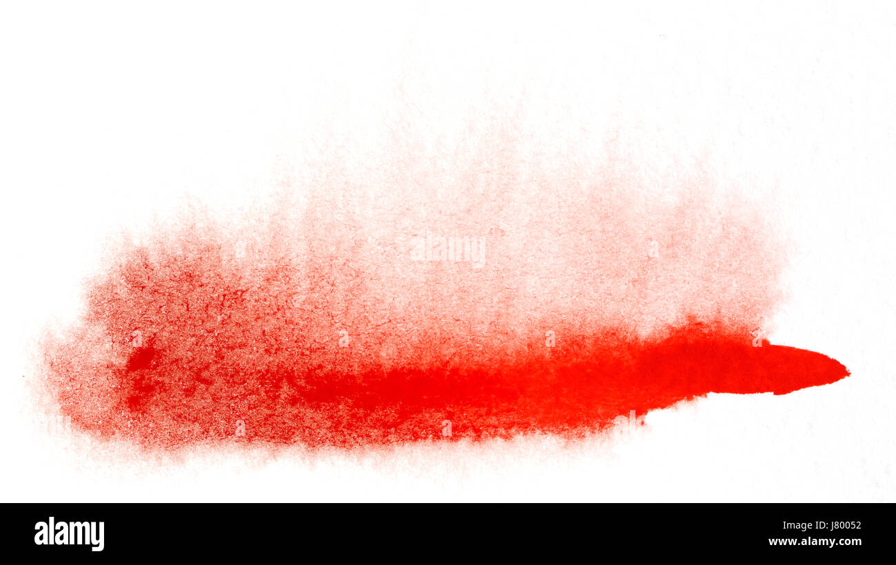 Abstract background of red watercolor paint. Drawing on wet paper. Flow ...