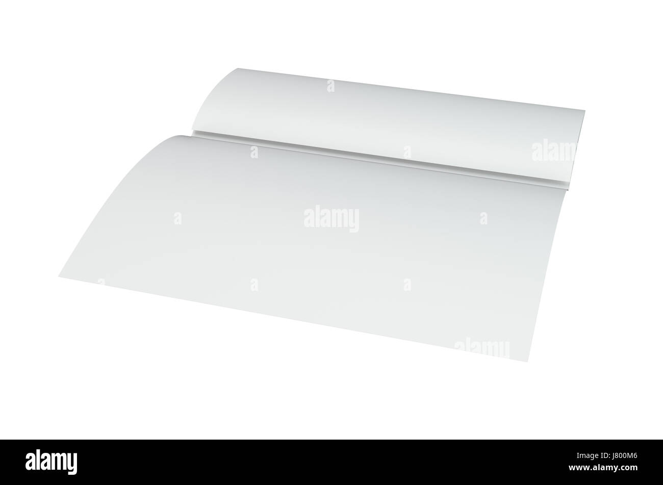 Empty folded leaflet paper. 3d rendering. White background Stock Photo ...