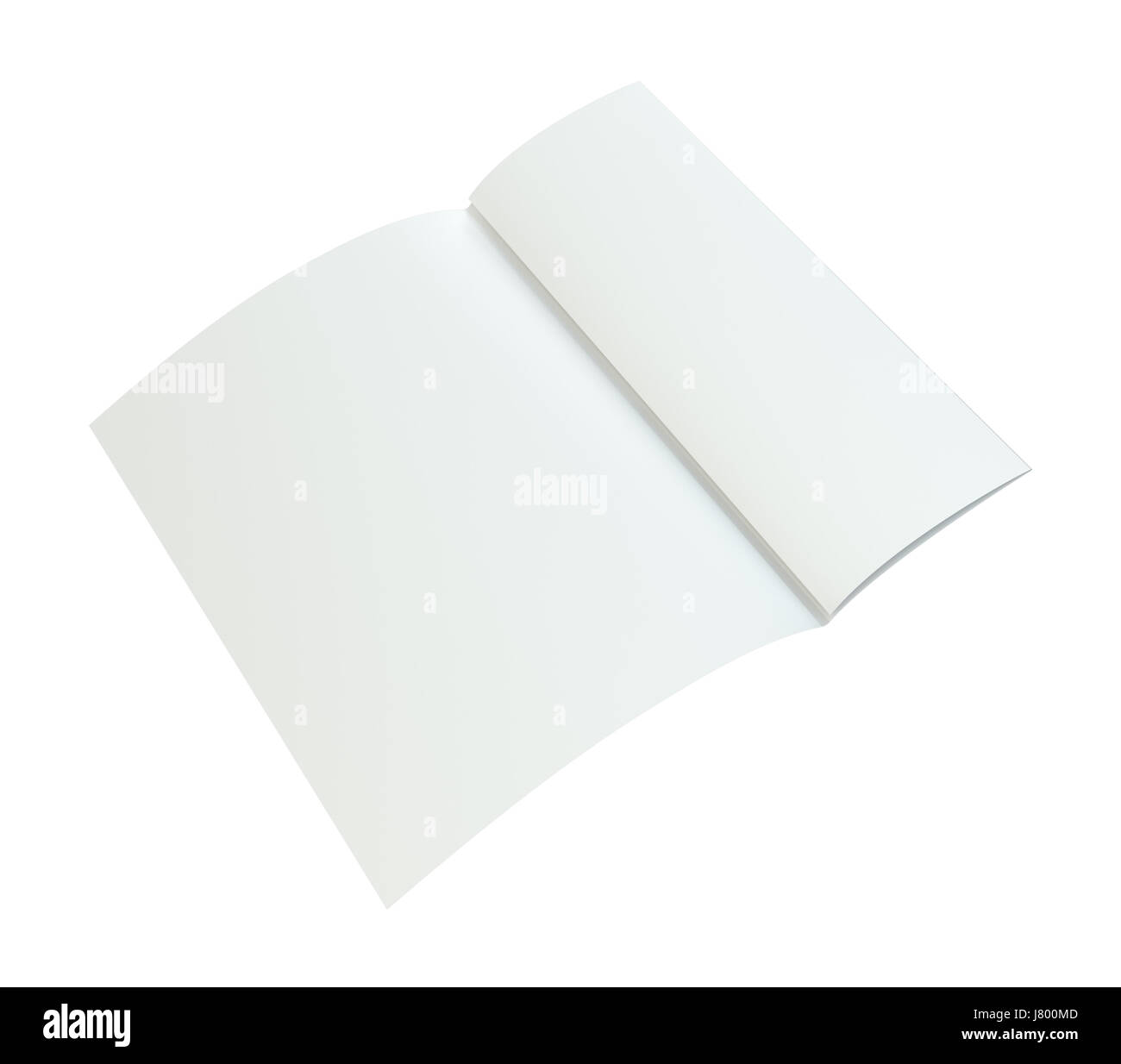 Blank folded leaflet white paper. 3d rendering. white background Stock ...